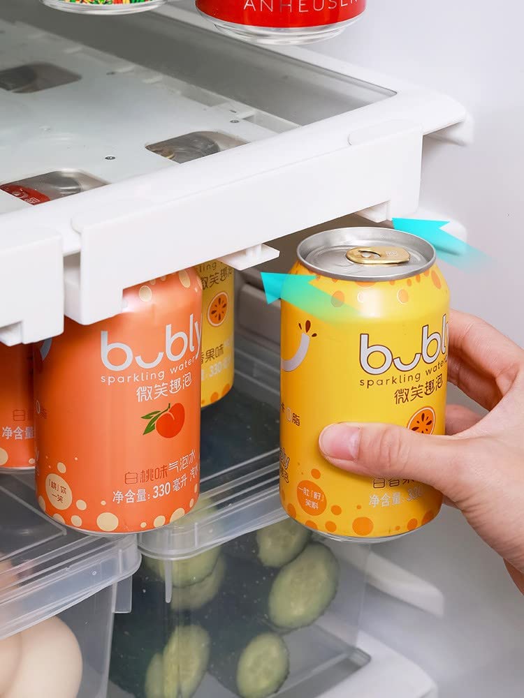 2 Pack Stacking Can Dispenser for Fridge,Hanging Soda Organizer for Refrigerator Adjustable Can Dispenser for Pantry, Freezer, Kitchen, Beverage Holder More 50% Space Save Fridge,Hold Up to 16 Cans