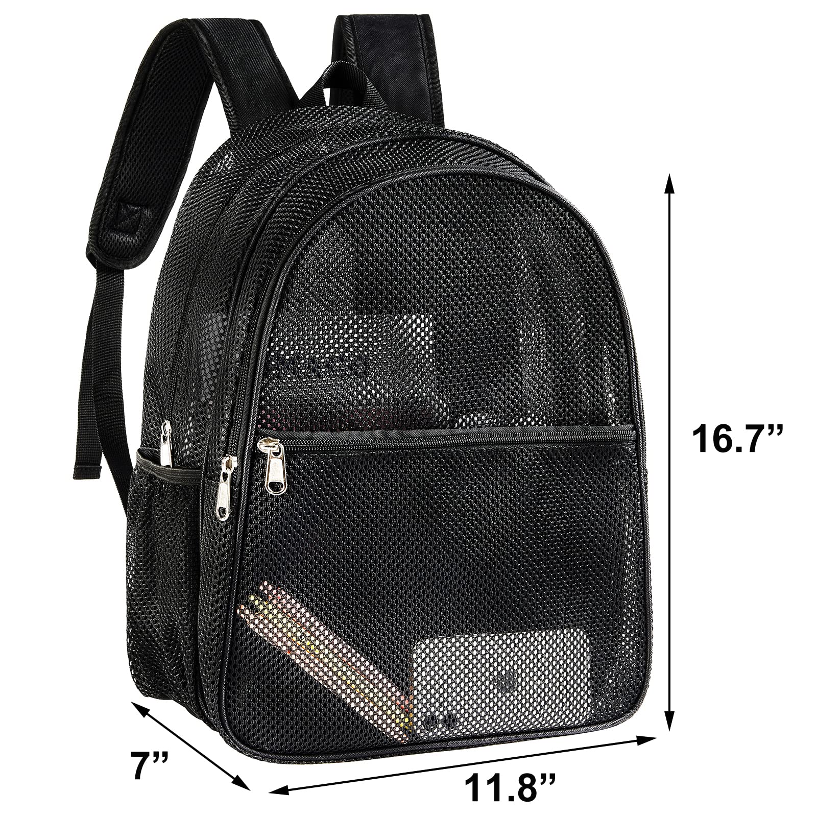 COVAX Mesh Backpack, Heavy Duty Mesh School Backpack, Black Mesh Backpack with Comfort Padded Back for Travel, Swimming, Beach, Outdoor Sports