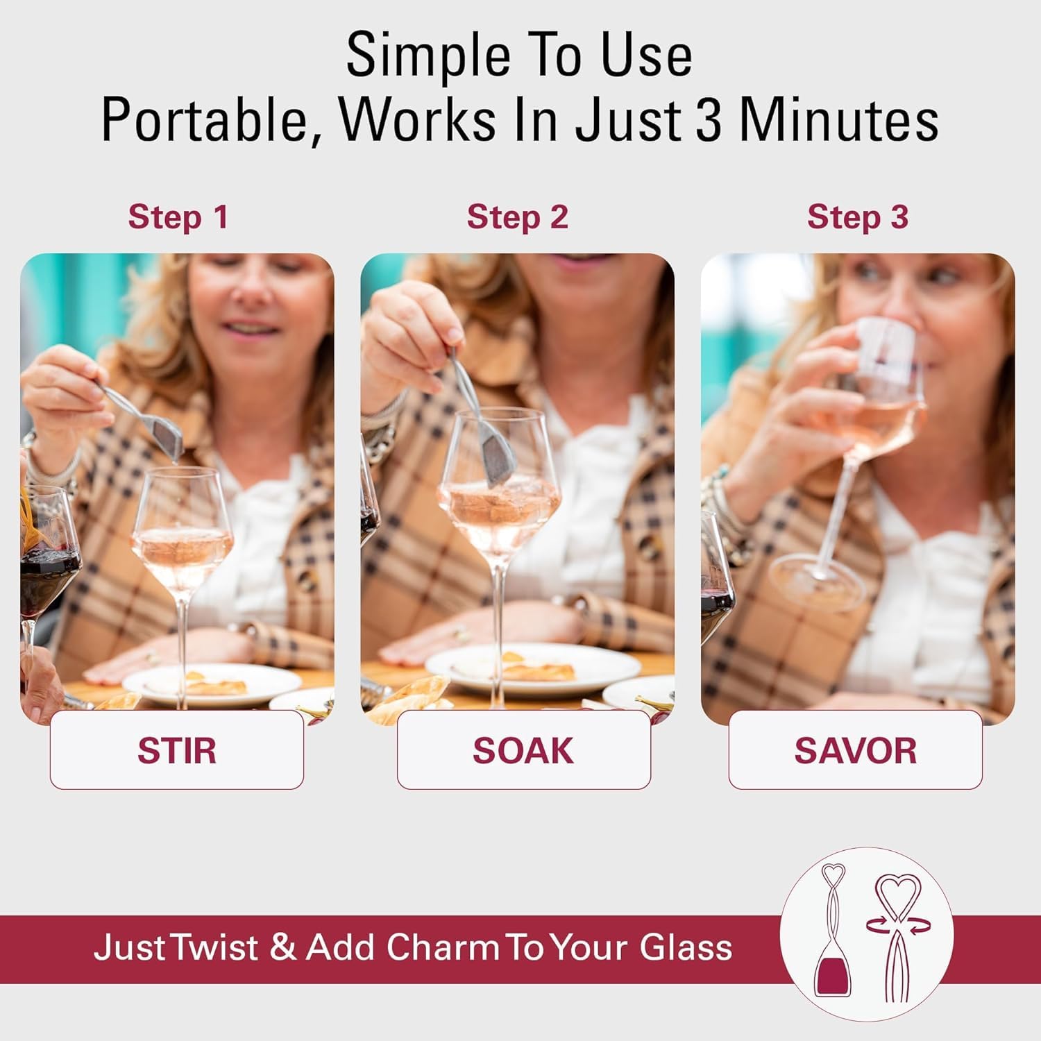 PureWine Wand Technology Histamine and Sulfite Filter, Purifier Alleviates Wine Allergies & Headaches, Stir Stick Aerates Wine - Pack of 8