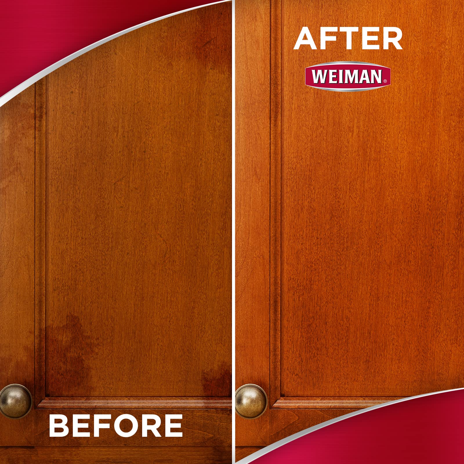 Weiman Cabinet & Wood Clean & Shine Spray - Furniture, Kitchen Cabinets, Baseboard & Trim, Fresh Almond Scent - Microfiber Cloth Included