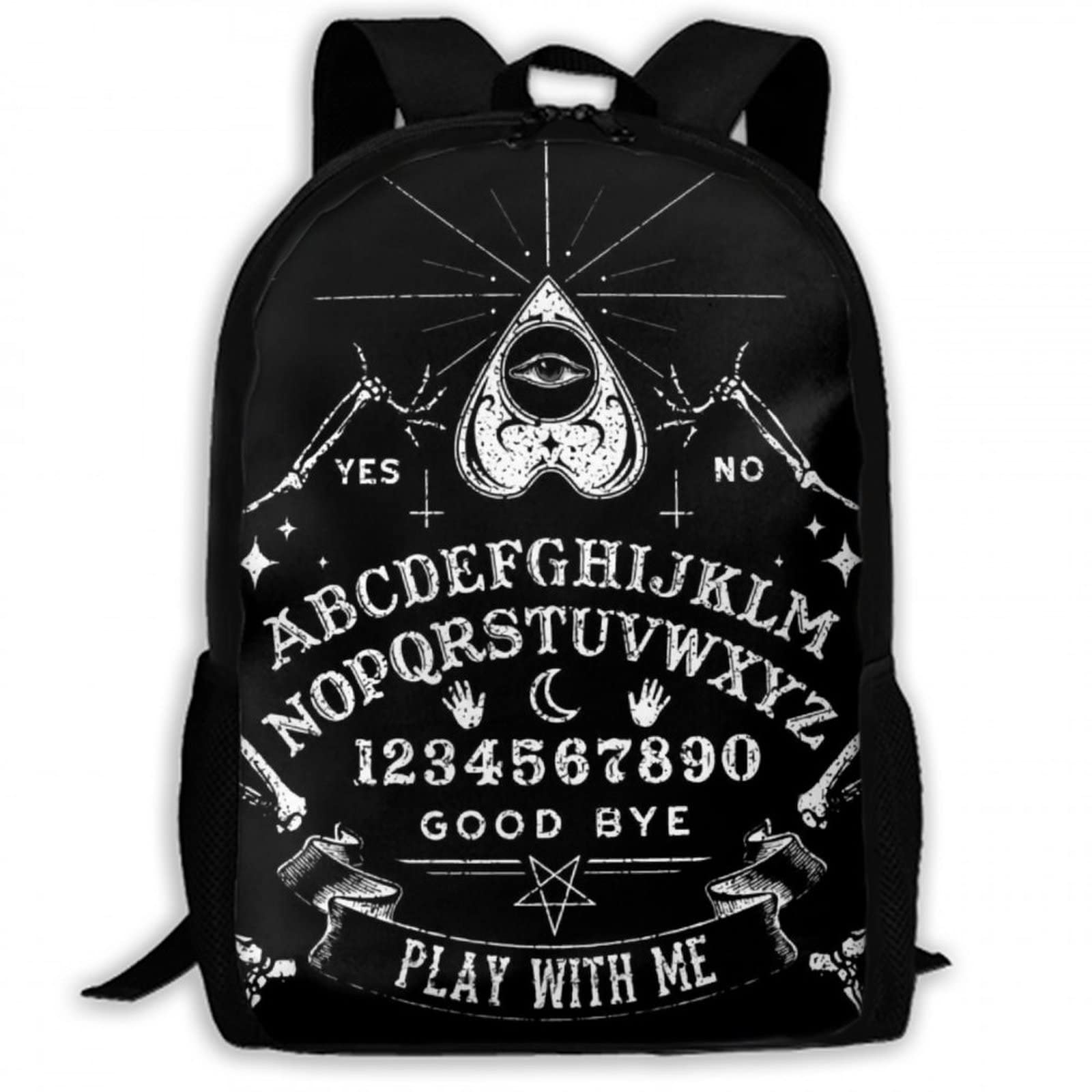 NiYoung Basic Laptop Backpack Stylish Bookbag Durable Vintage Skeleton Magic Ouija Board Black Laptop Backpack with Padded Straps for High School College Gift