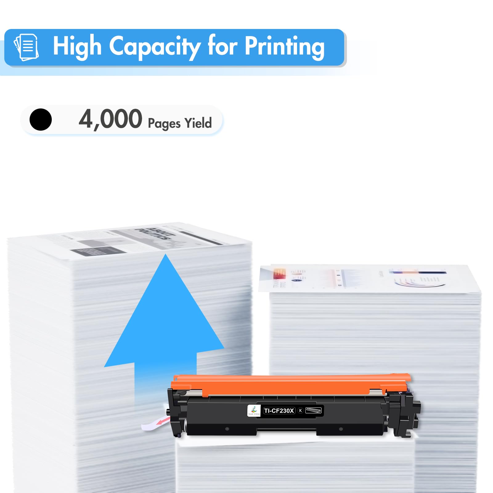 TRUE IMAGE Compatible Toner Cartridge Replacement for HP 30X 30A CF230X CF230A for Pro MFP M227fdw M203dw M227fdn M203dn M227sdn M203d M207 M203 Printer Ink (Black, 4-Pack)