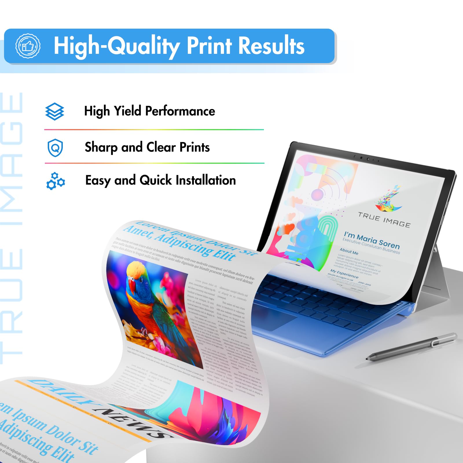 TRUE IMAGE Compatible Toner Cartridge Replacement for HP 30X 30A CF230X CF230A for Pro MFP M227fdw M203dw M227fdn M203dn M227sdn M203d M207 M203 Printer Ink (Black, 4-Pack)