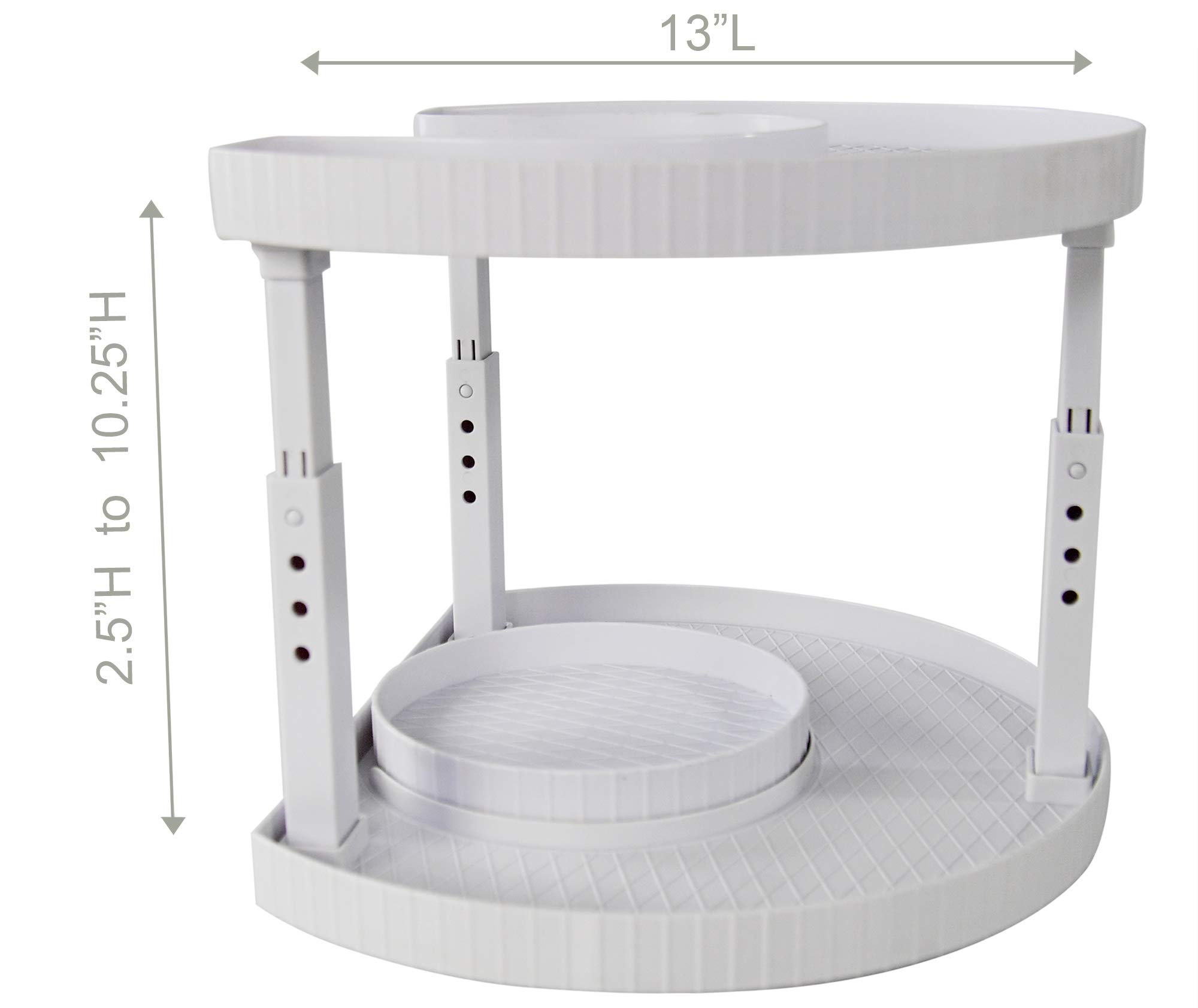 HOME-X Rotating Spice Rack, Lazy Susan Cabinet Organizer, Pantry Rack, Medicine Cabinet Organizer, Rotating Storage, 13" L x 10 ¾" W x 10 ¼” H, White