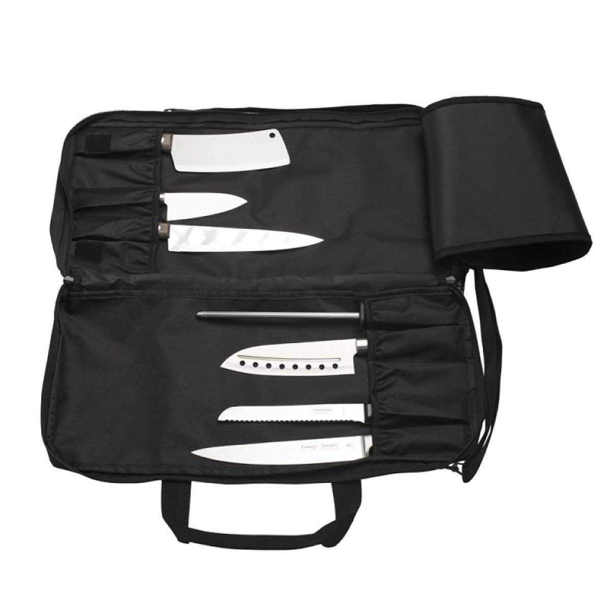 EVERPRIDE Chef Knife Bag PLUS Knife Guard Set (10-Piece Set) β Knife Carrying Bag Holds 20 Knives PLUS Kitchen Tools β Felt-Lined and BPA Free Knife Sheath Set β Knives Not Included