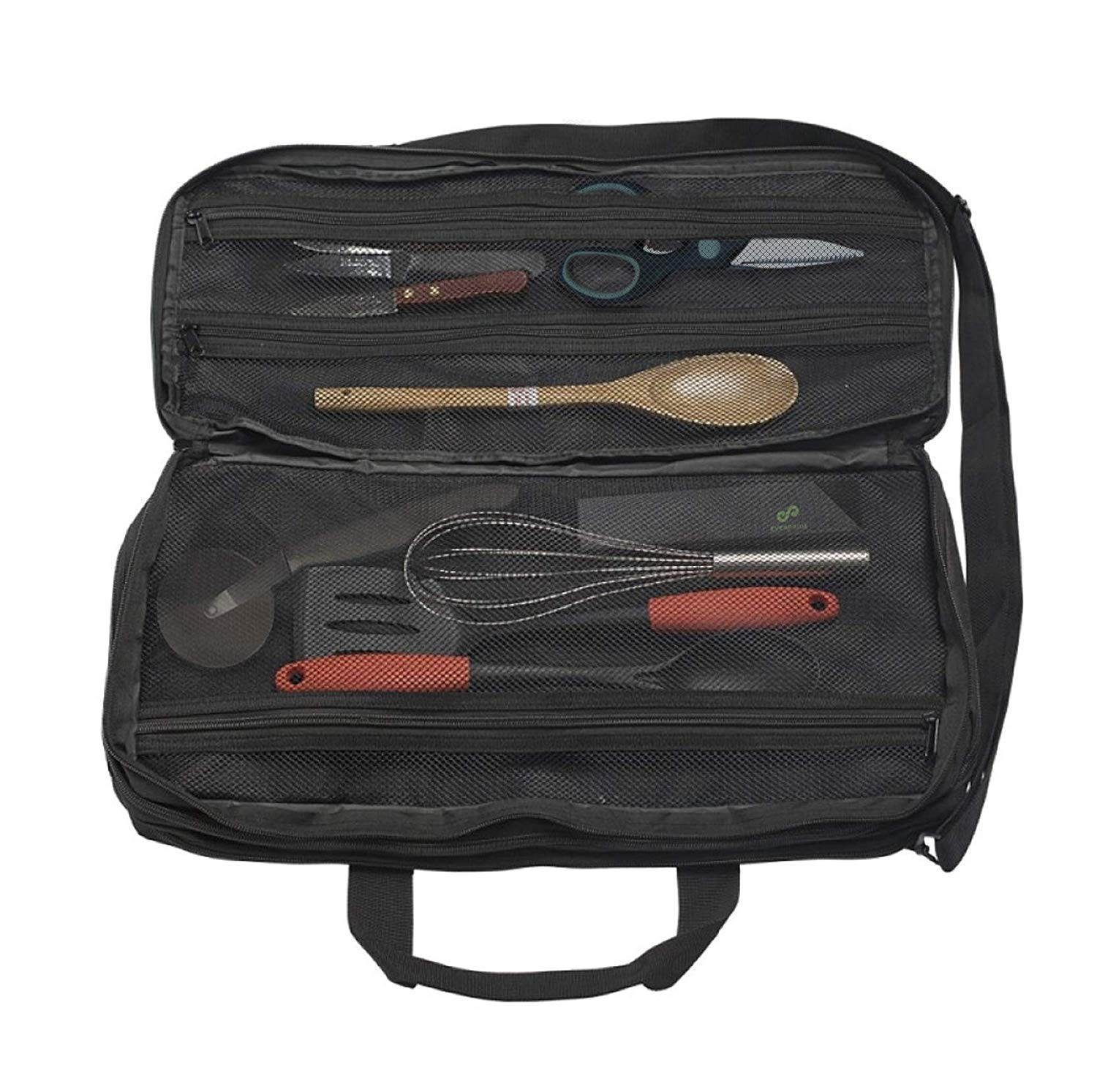 EVERPRIDE Chef Knife Bag PLUS Knife Guard Set (10-Piece Set) β Knife Carrying Bag Holds 20 Knives PLUS Kitchen Tools β Felt-Lined and BPA Free Knife Sheath Set β Knives Not Included