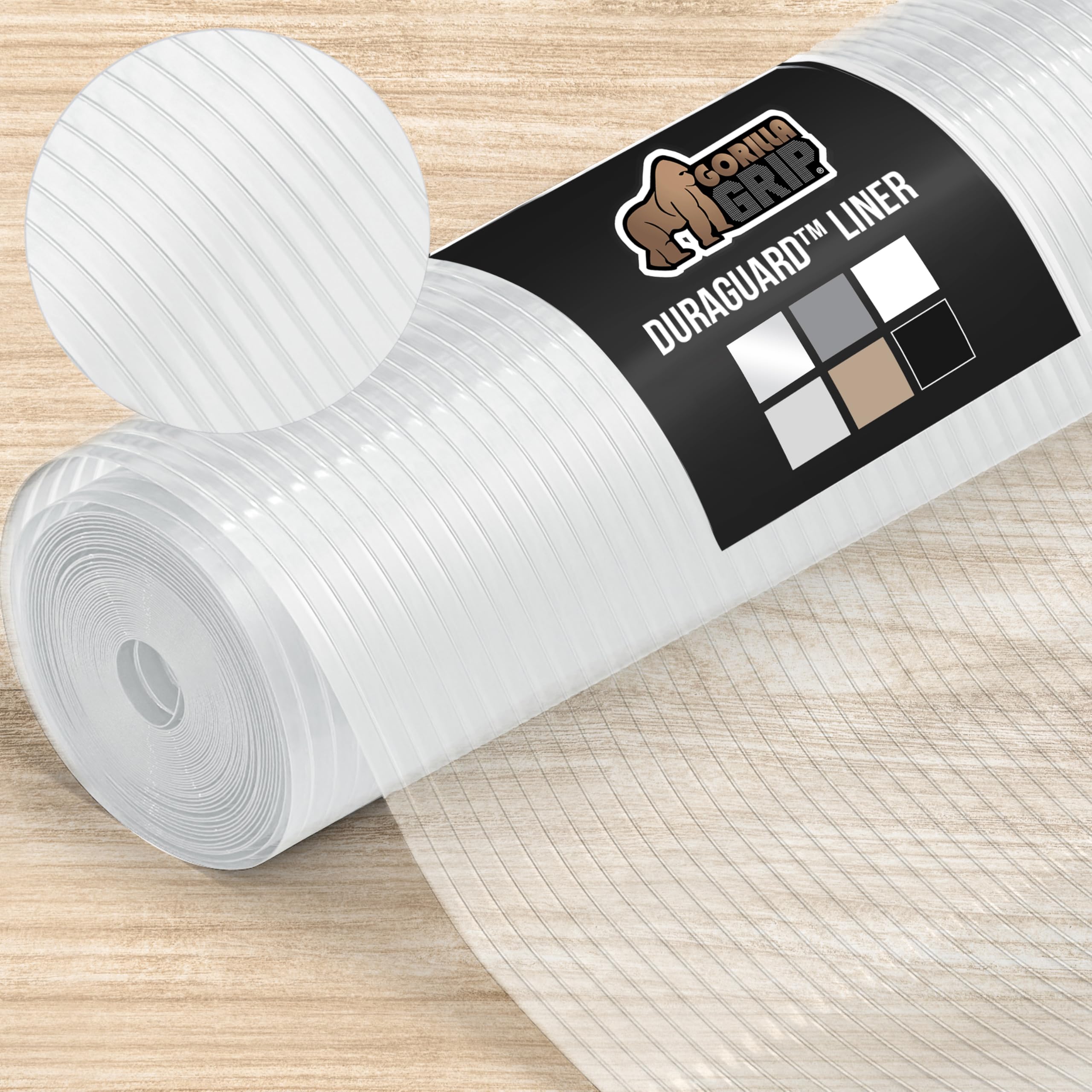 Gorilla Grip Non Adhesive, Waterproof, Durable Ribbed Drawer Liner, Easy to Trim, Reusable, Strong Grip Liners for Drawers, Kitchen Cabinets, Desk Storage, Shelf Organization, 12x20, Clear