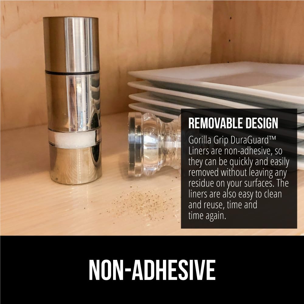 Gorilla Grip Non Adhesive, Waterproof, Durable Ribbed Drawer Liner, Easy to Trim, Reusable, Strong Grip Liners for Drawers, Kitchen Cabinets, Desk Storage, Shelf Organization, 12x20, Clear