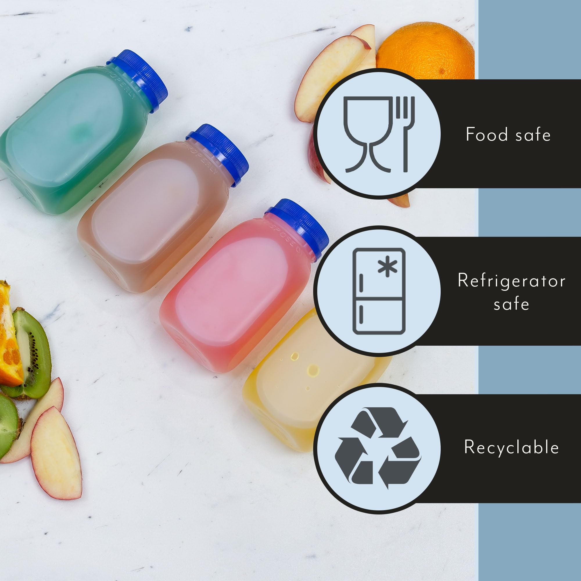 Cornucopia Brands 8-Ounce Plastic Milk Bottles (12-Pack); HDPE Bottles Great for Milk, Juice, Smoothies, Lunch Box & More, BPA-Free, Dishwasher-Safe, BPA-free