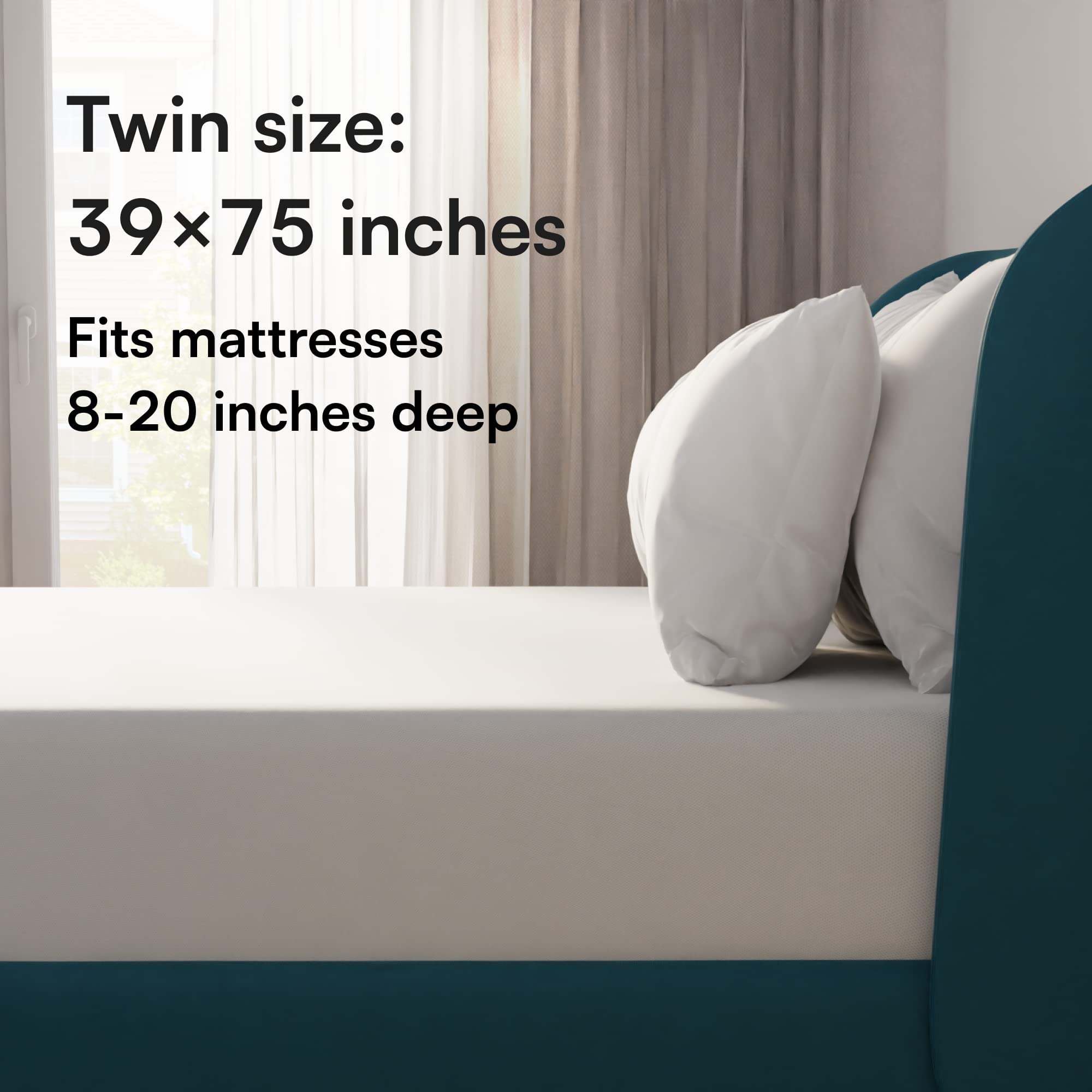 Waterproof Mattress Protector Twin Jersey Knit Deep Pockets 39x75 Size Breathable Noiseless 8-20Inches Bed Smooth Jersey Mattress Pad Cover Fully Fitted Ultra Thin