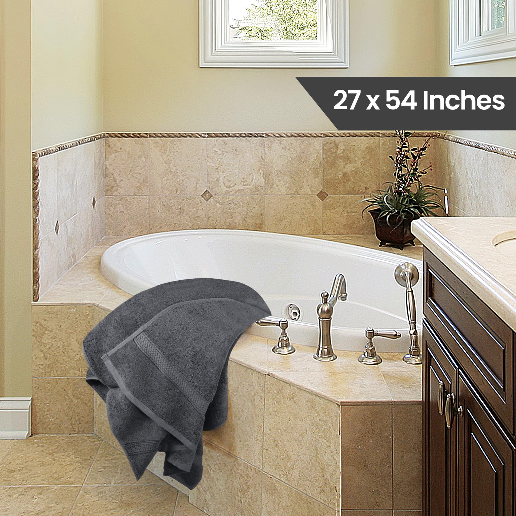 Utopia Towels 4 Pack Premium Bath Towels Set, (27 x 54 Inches) 100% Ring Spun Cotton 600GSM, Lightweight and Highly Absorbent Quick Drying Towels, Perfect for Daily Use (Grey)