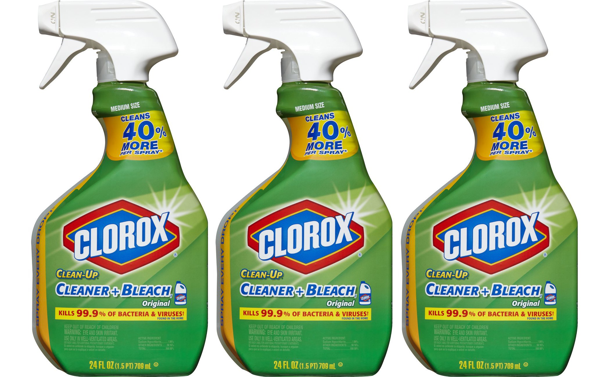 Clorox Clean-Up Bleach Cleaner Spray Value 24 Fl Oz (Pack of 3)