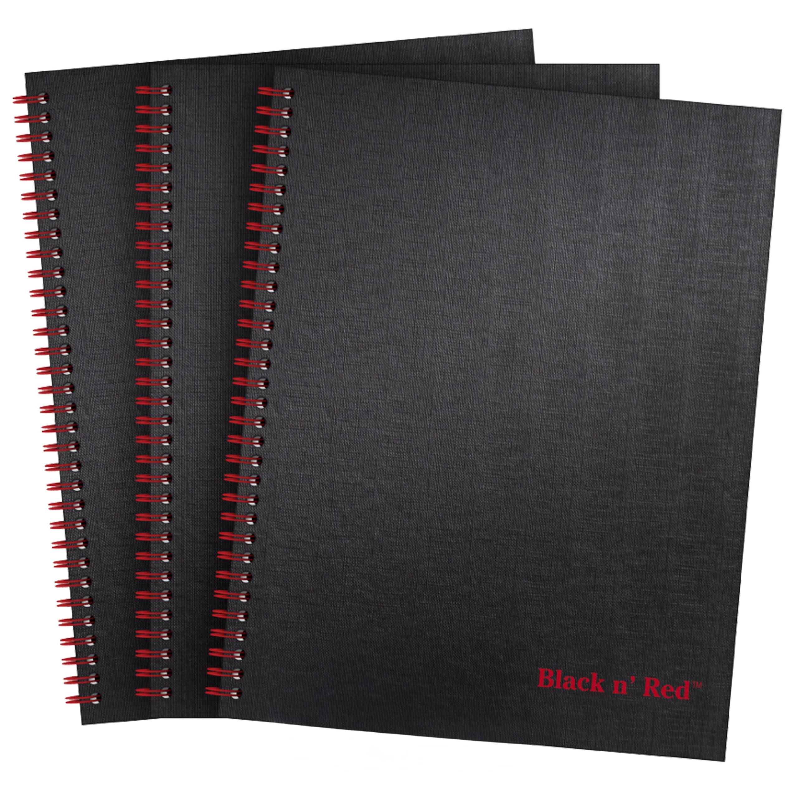 Black n' Red Notebook, Hardcover, Premium Optik Paper, Scribzee App Compatible, Environmentally Friendly, Durable Spiral Binding, 11" x 8-1/2", 70 Double-Sided Ruled Sheets, Pack of 3 (400123488)