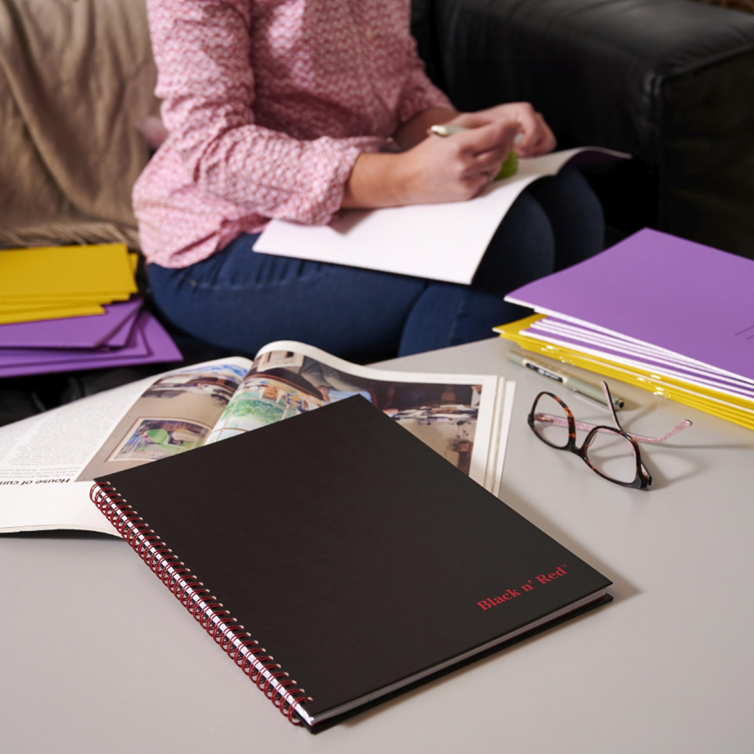 Black n' Red Notebook, Hardcover, Premium Optik Paper, Scribzee App Compatible, Environmentally Friendly, Durable Spiral Binding, 11" x 8-1/2", 70 Double-Sided Ruled Sheets, Pack of 3 (400123488)