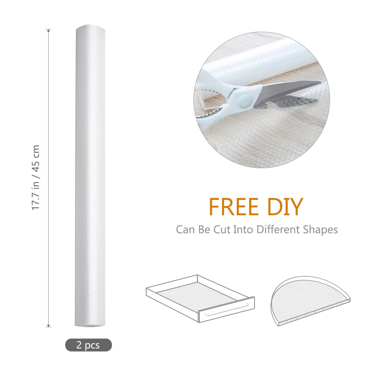 Hemoton 2 Rolls Cabinet Shelf Drawer Liner Non-Adhesive Waterproof Non-Slip EVA Mat Transparent 17.7” x 59”