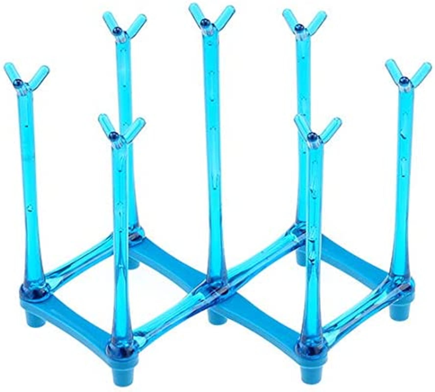 DD-life 3 Pcs Drying Holder Retractable Cup Drying Rack Drinking Glass Holder Stand Plastic Bag Dryer and Mug Tree Cup Stand Tray Holder (1Blue,1Green,1Purple