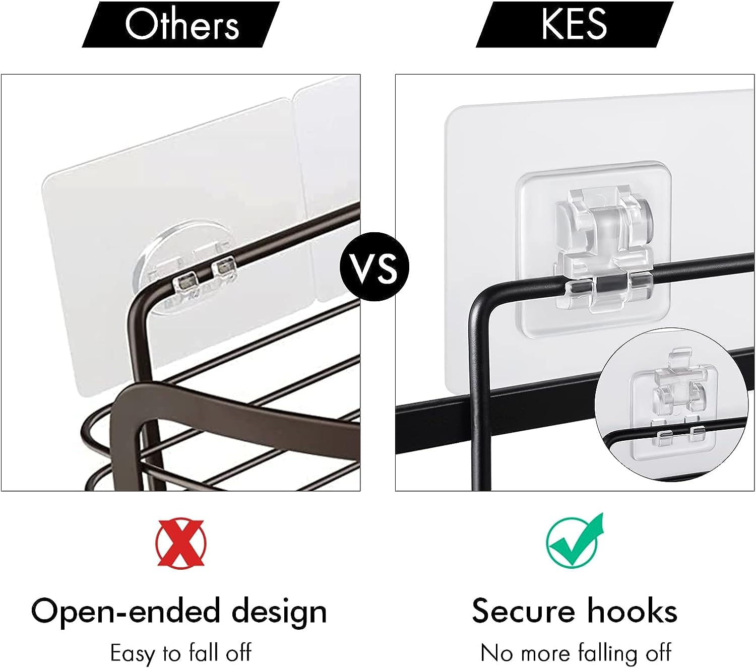 KES Paper Towel Holder with Shelf Storage Wall Mount, Adhesive Paper Towel Holder with Spice Holder for Kitchen, Hanging Spice Rack, Matte Black, KPH506DF-BK