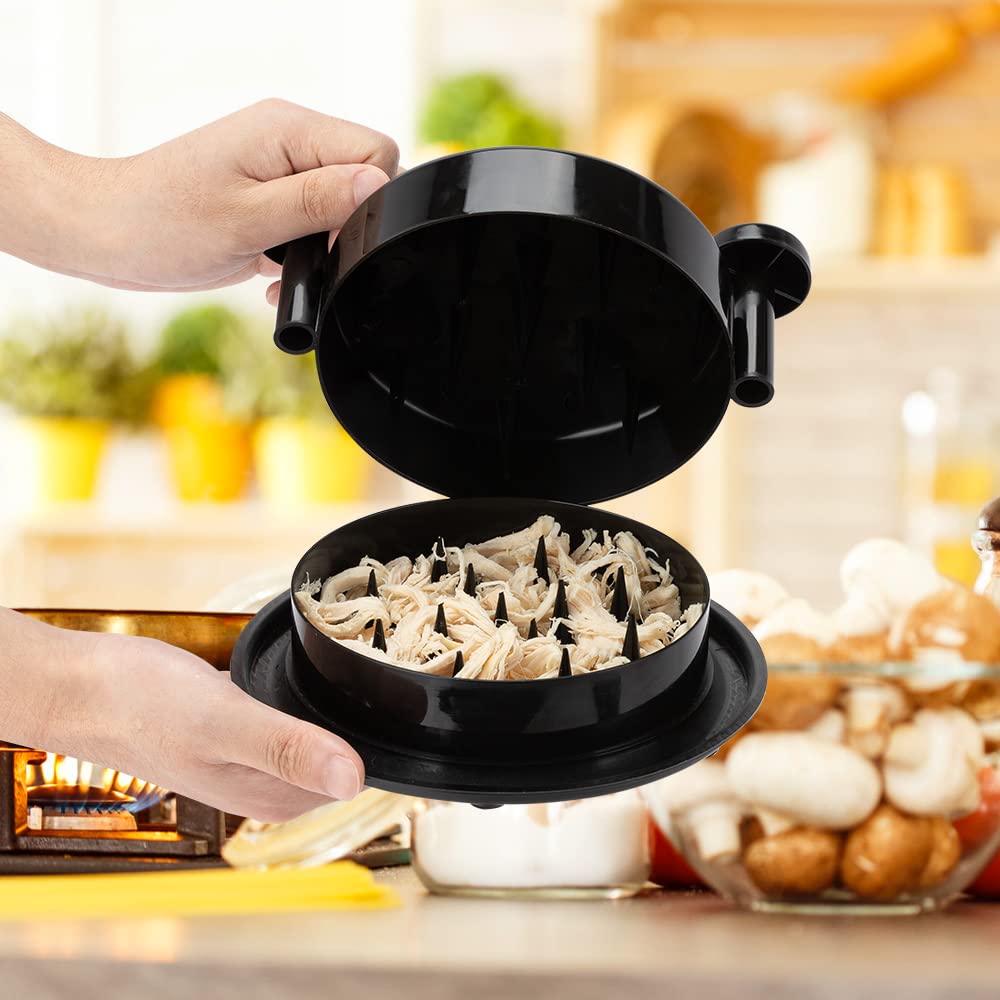 Chicken Shredder Shred Machine Meat Shredder Meat Shredding Tool with Handles and Non-Skid Base Mat Suitable for Pulled Pork Red Beef Chicken Alternative to Bear Claws 1pc 8inch Black