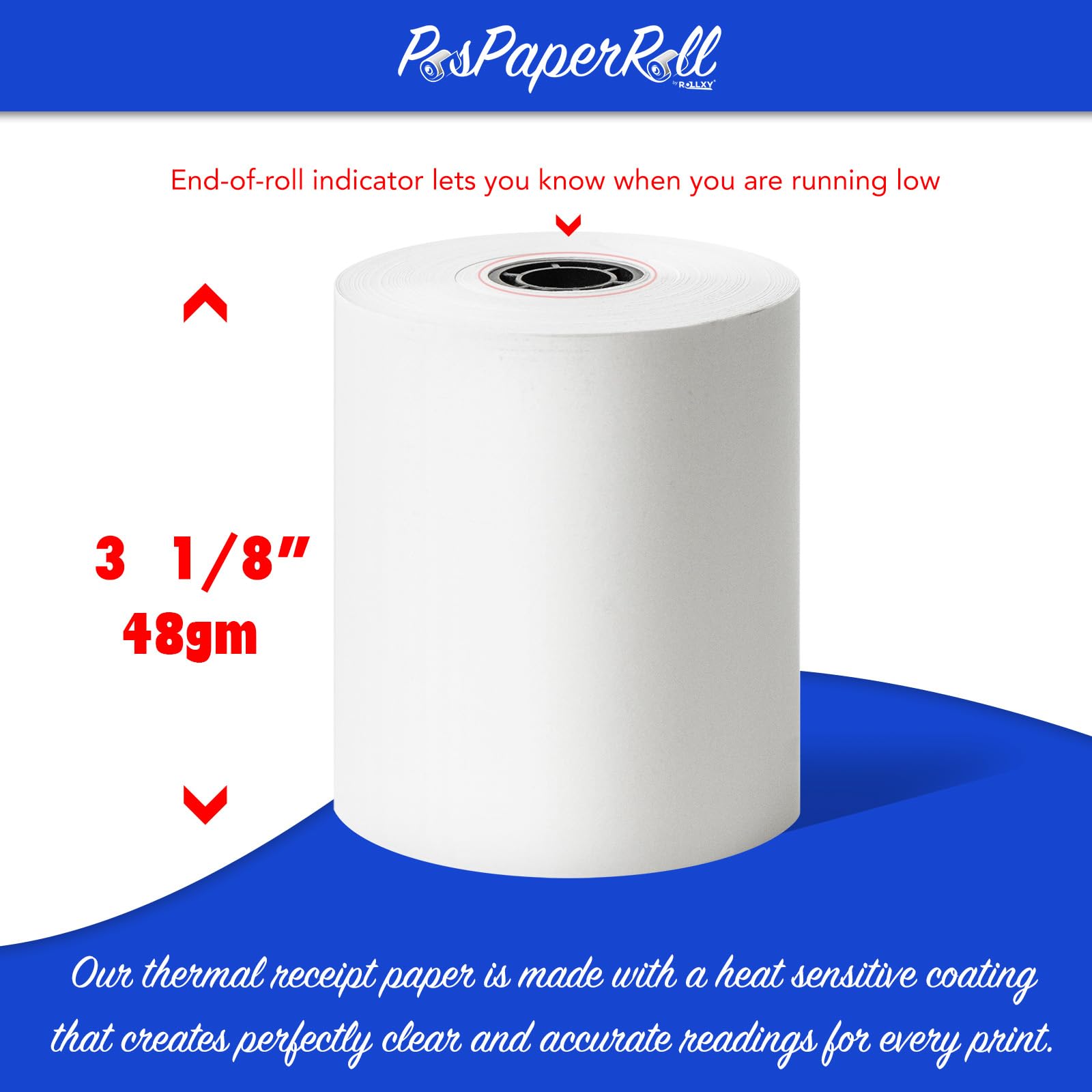 3-1/8 X 230 Thermal Paper Compatible with Star CT-S300 Tsp100 BPA Free 50 Rolls by Rollxy (48gm Thickness)