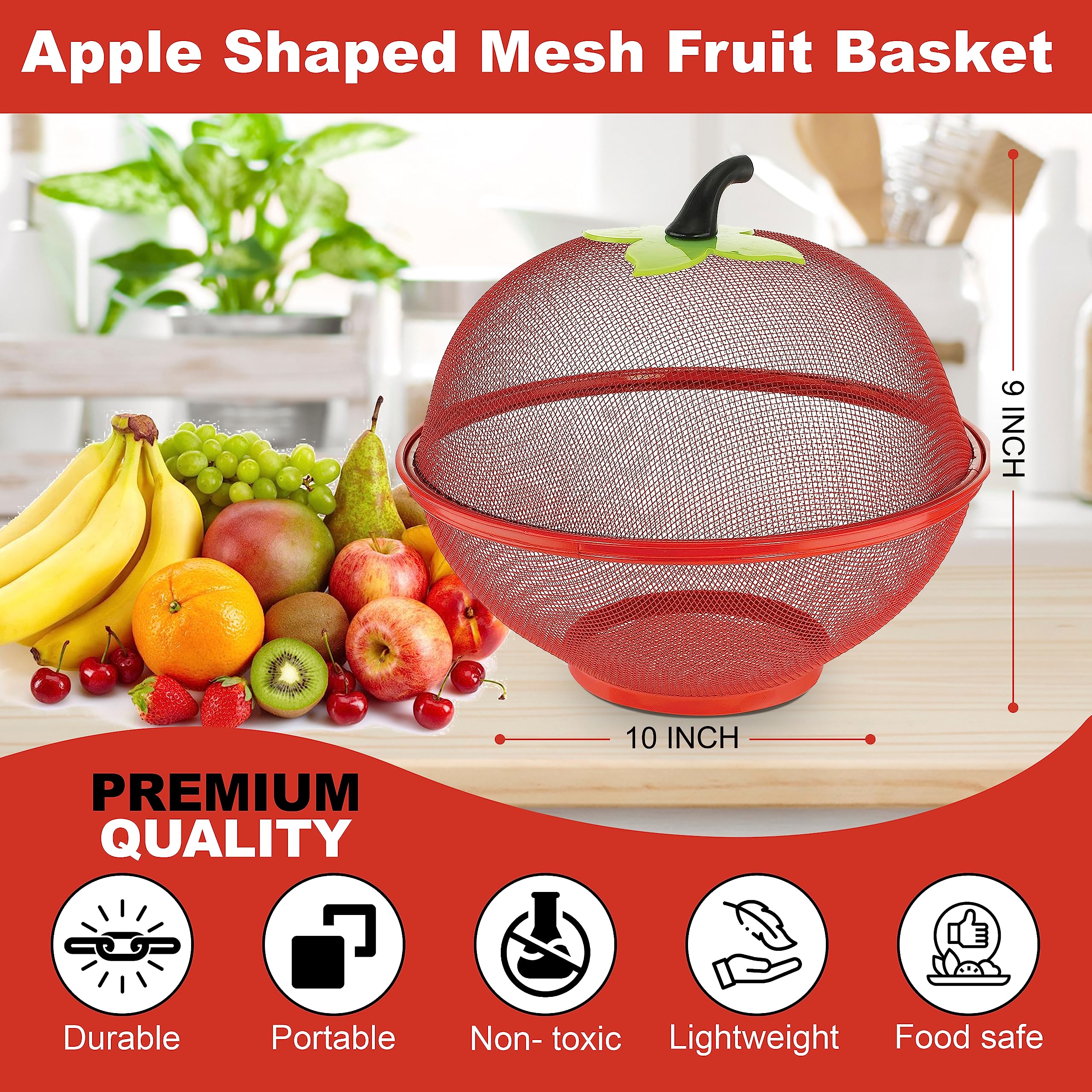 Kovot Apple Shaped Mesh Fruit Basket | Keep Freshness In & Bugs Out
