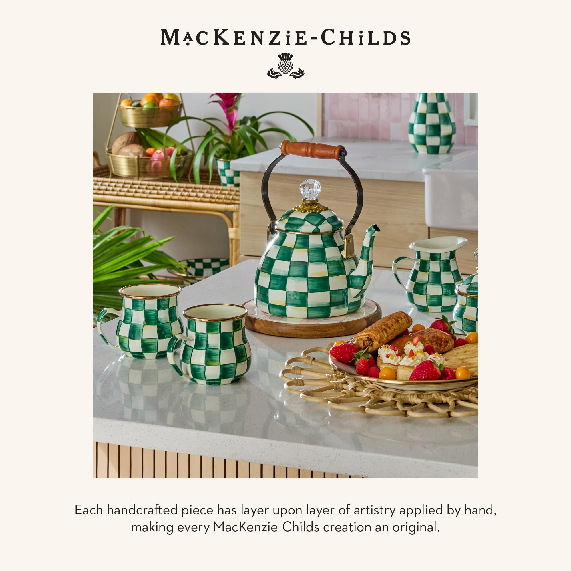 MACKENZIE-CHILDS Courtly Check Enamel Utensil Holder, Cute Holder for Utensils