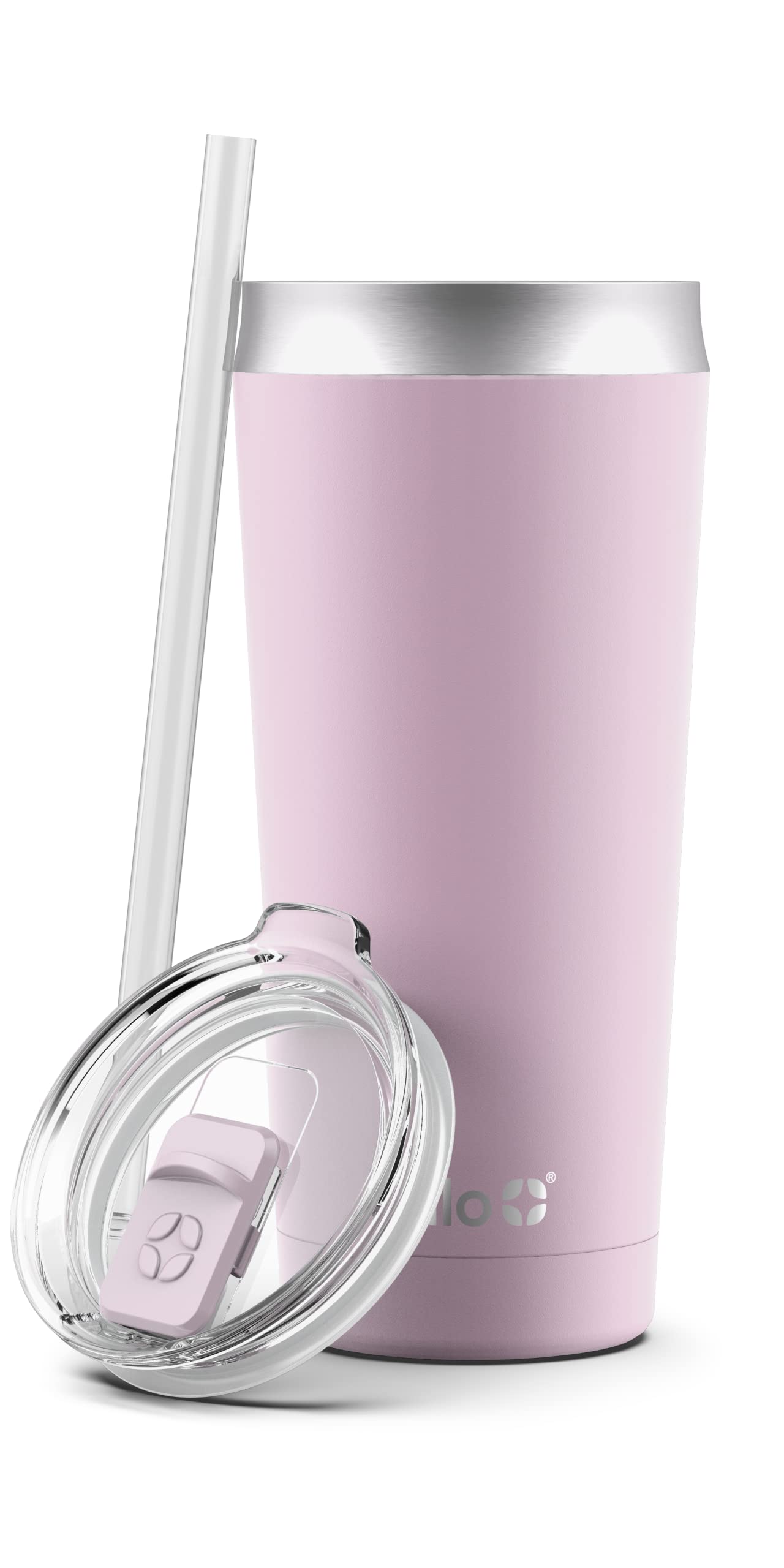 Ello Beacon Vacuum Insulated Stainless Steel Tumbler with Slider Lid and Optional Straw, 24 oz, Black