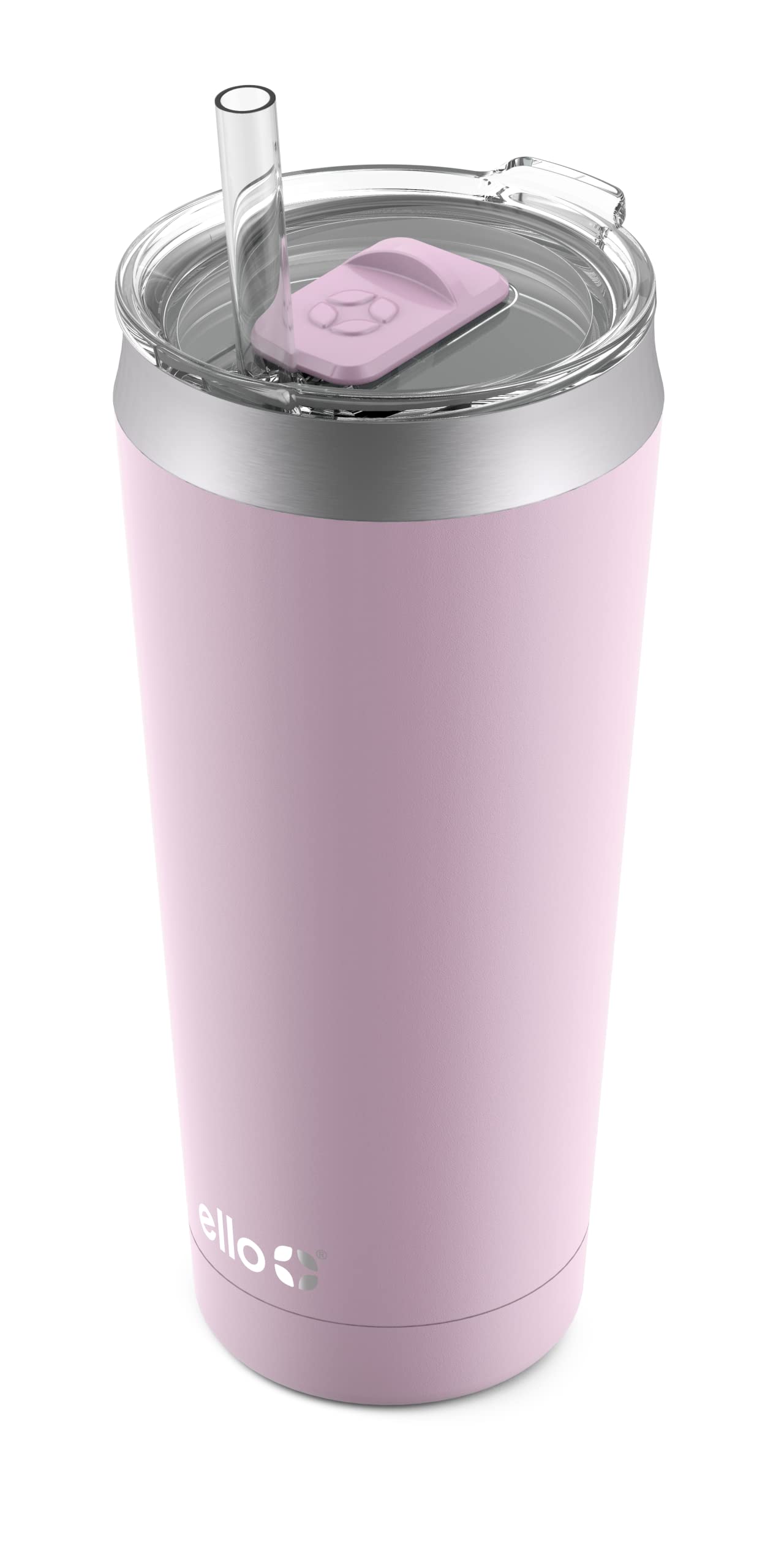 Ello Beacon Vacuum Insulated Stainless Steel Tumbler with Slider Lid and Optional Straw, 24 oz, Black