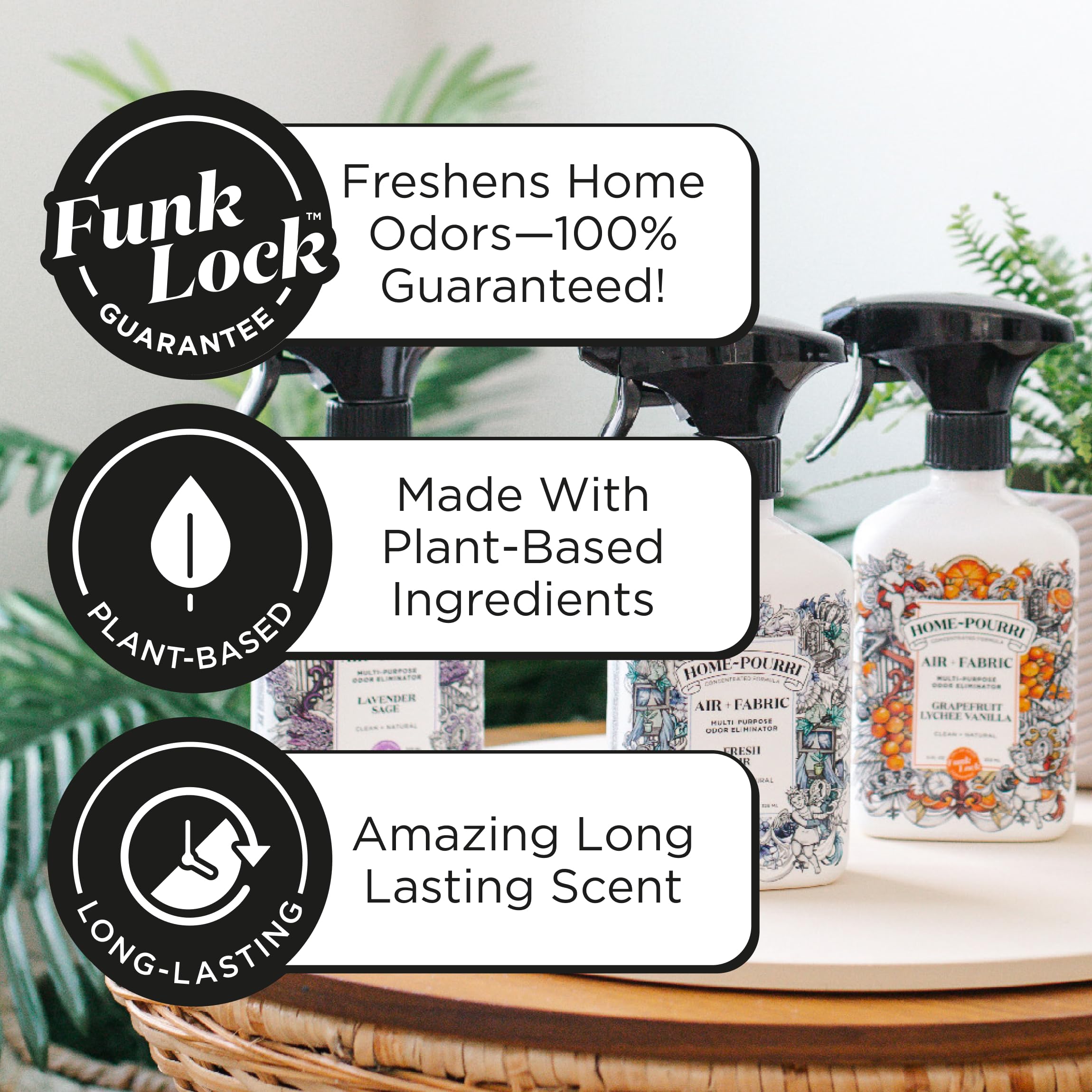 Home-Pourri Air + Fabric Multi-Purpose Odor Eliminator, Fresh Air, 11 Fl Oz - Jasmine, Fresh Air and Mint
