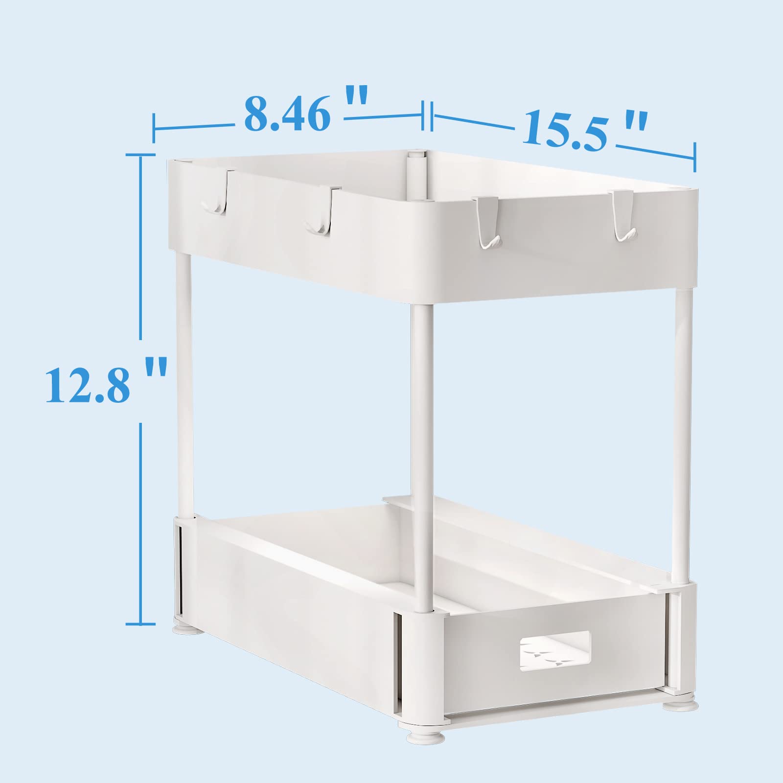 Wisdom Star 2 Pack Under Sink Organizers and Storage Bathroom Organizer Under Sink, Pull Out Cabinet Organizer for Kitchen Bathroom Sink Storage, White