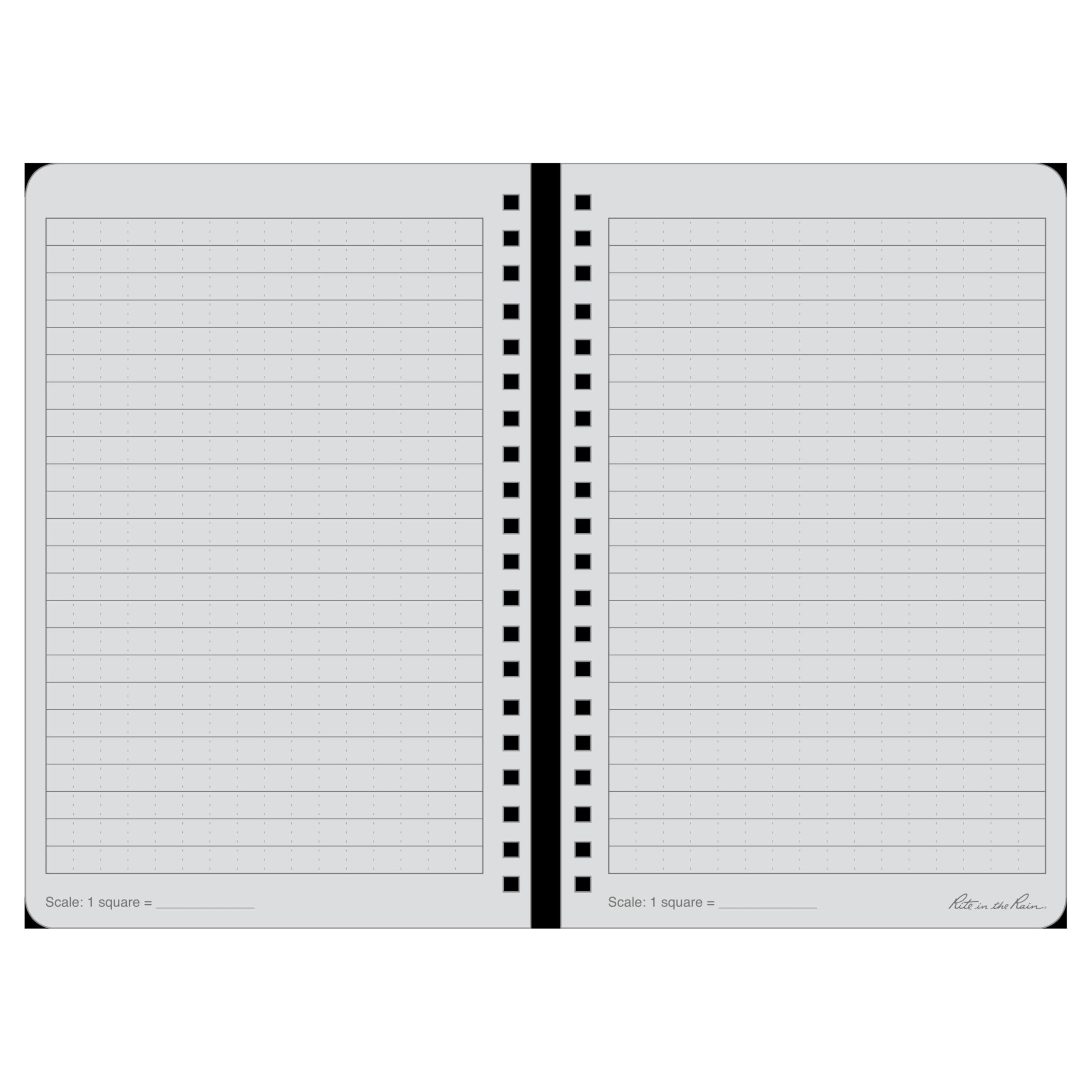 Rite In The Rain All-Weather Side-Spiral Notebook, 4 5/8" x 7", Black Cover, Universal Pattern (No. 773)
