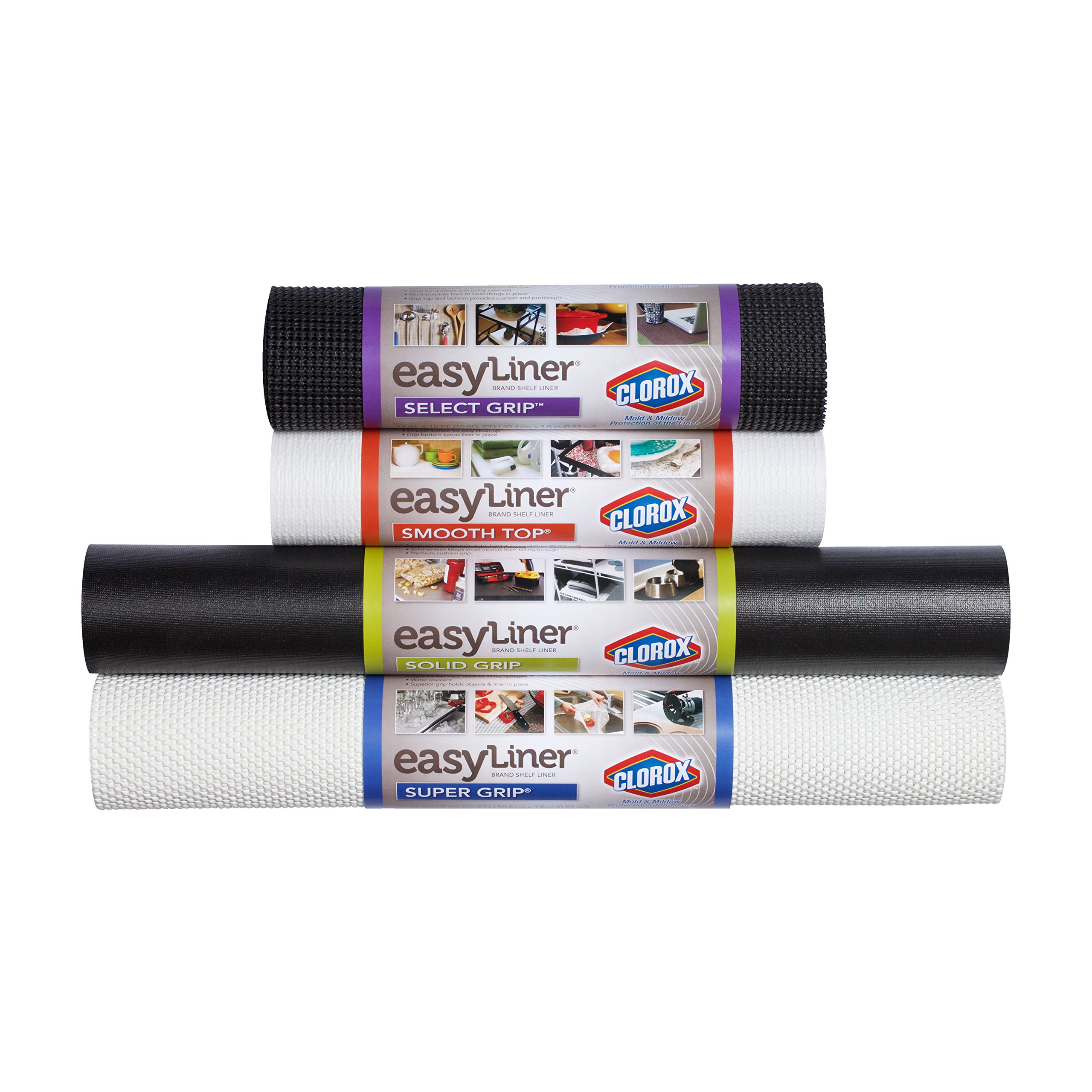 Duck Brand 284150 Super Grip Easy Liner Shelf Liner with Clorox, 20 inches x 6-Feet, Black