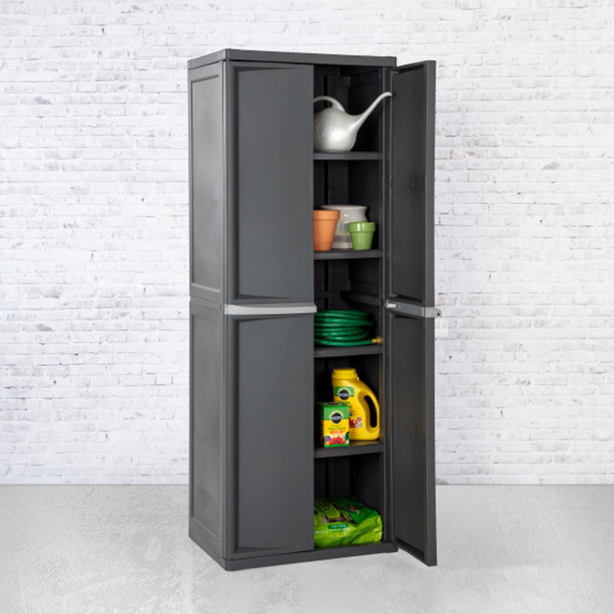 Sterilite 01423V01 4 Shelf Cabinet, Grey, 1-Pack
