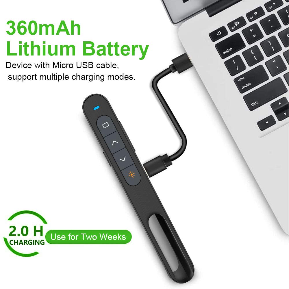 NORWII N76 Wireless Presenter with Green Light, 330FT Ofifice Presentation Remotes Presentation Clicker for Powerpoint Presentations, Presentation Pointer Slide Clicker Supports Hyperlink/Volume