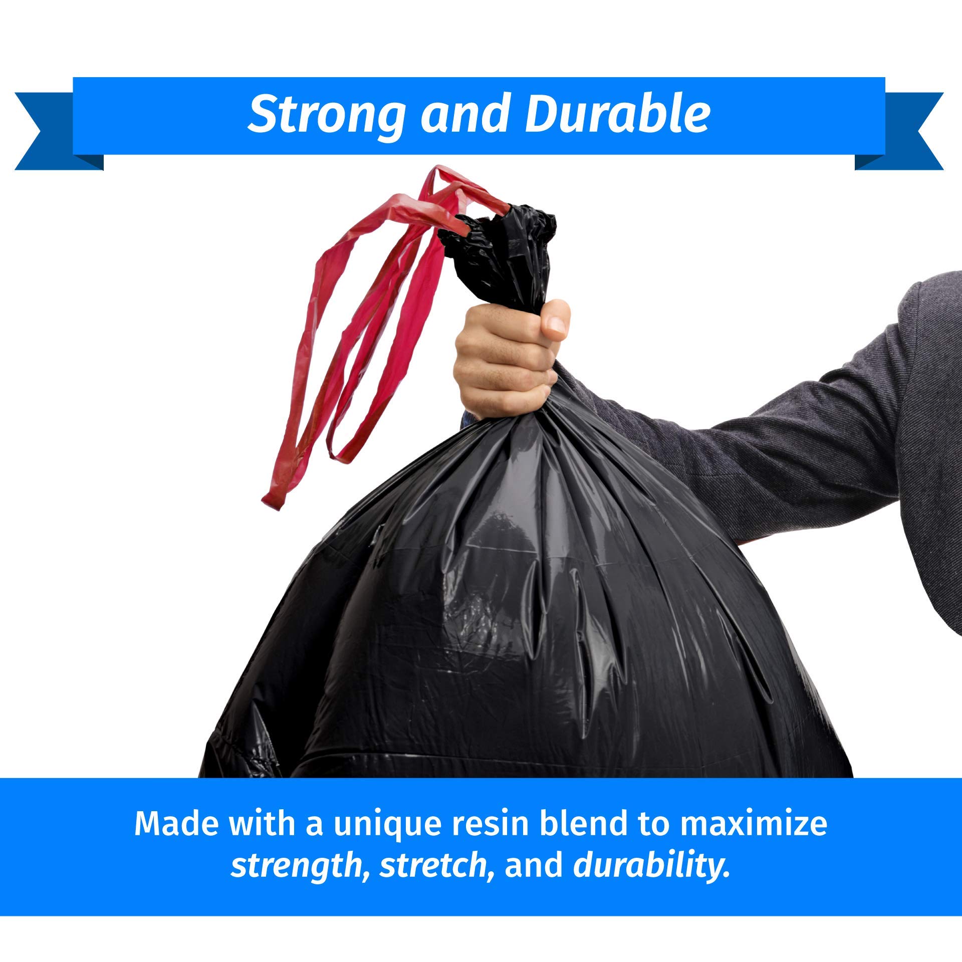 Reli. 30 Gallon Trash Bags Drawstring | 250 Count Bulk | Black | 33 Gallon Garbage Bags Heavy Duty | Large
