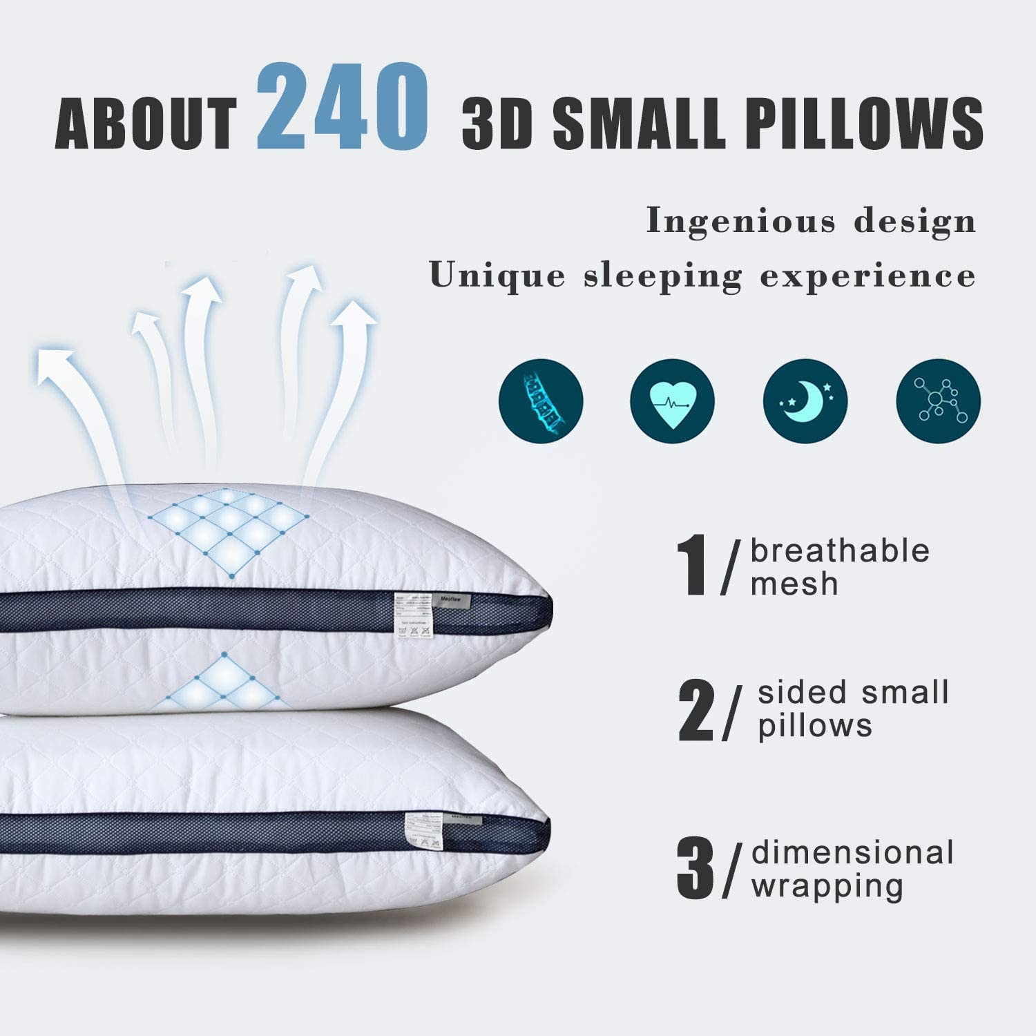 Meoflaw Pillows for Sleeping(2-Pack) , Luxury Hotel Gel Pillow ,Bed Pillows for Side and Back Sleeper (Queen)