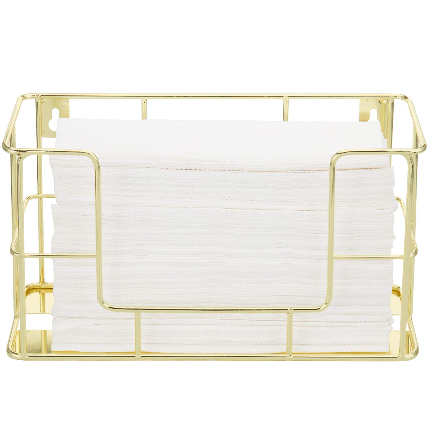 MyGift Modern Brass Tone Metal Wire Commercial Wall Mounted or Tabletop Paper Folded Towel Holder Dispenser Rack