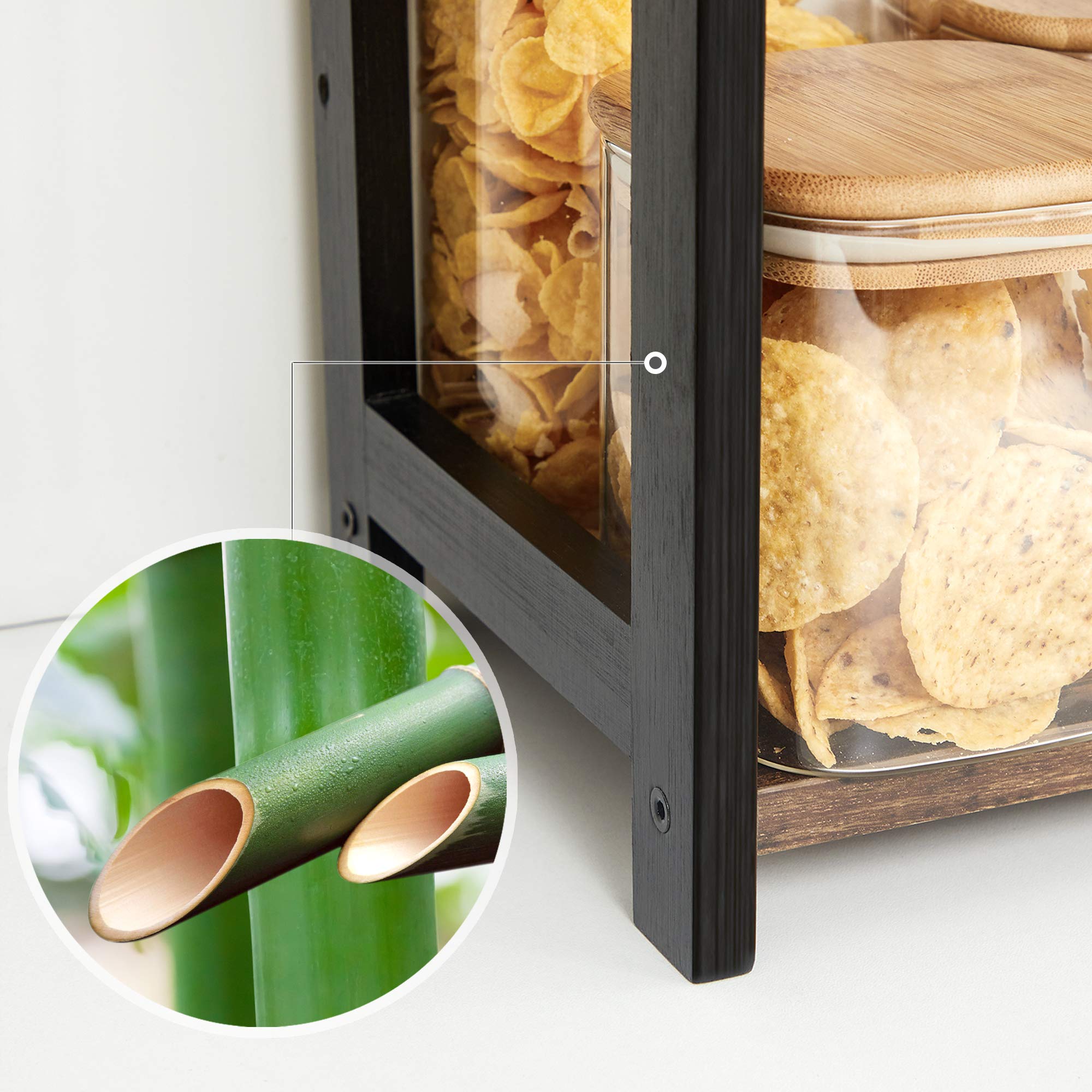 SONGMICS Spice Rack, 2-Tier Counter Shelf, Desktop Storage Organizer, for Countertop, Kitchen, Office, Living Room, Rustic Brown and Black UOFS046B01