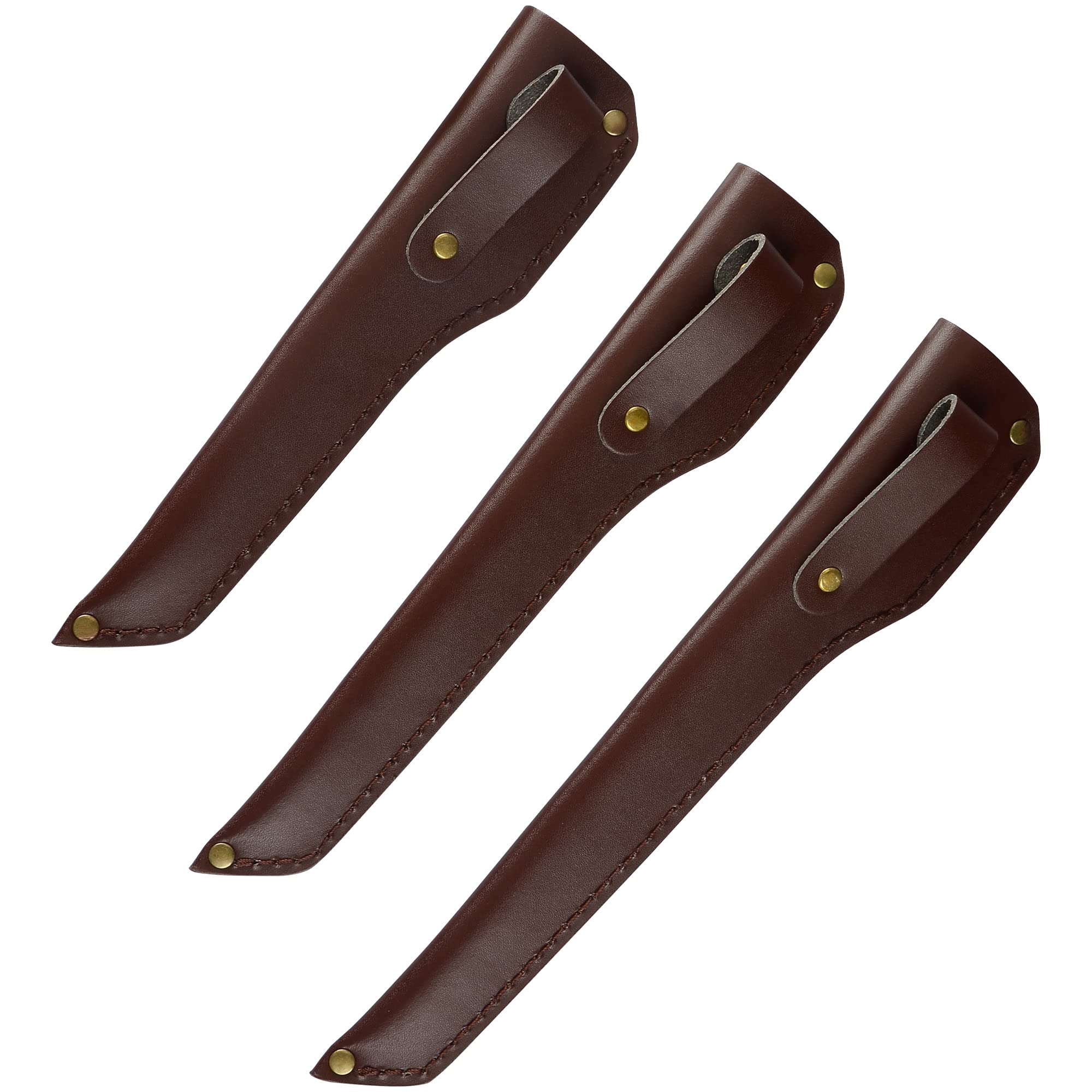 XYJ 3pcs/set Leather Knife Sheath For 6 7 8 Inch Fish Filleting Knives Blade Guards Protector With Belt Loop Universal Carry Knife Sleeves