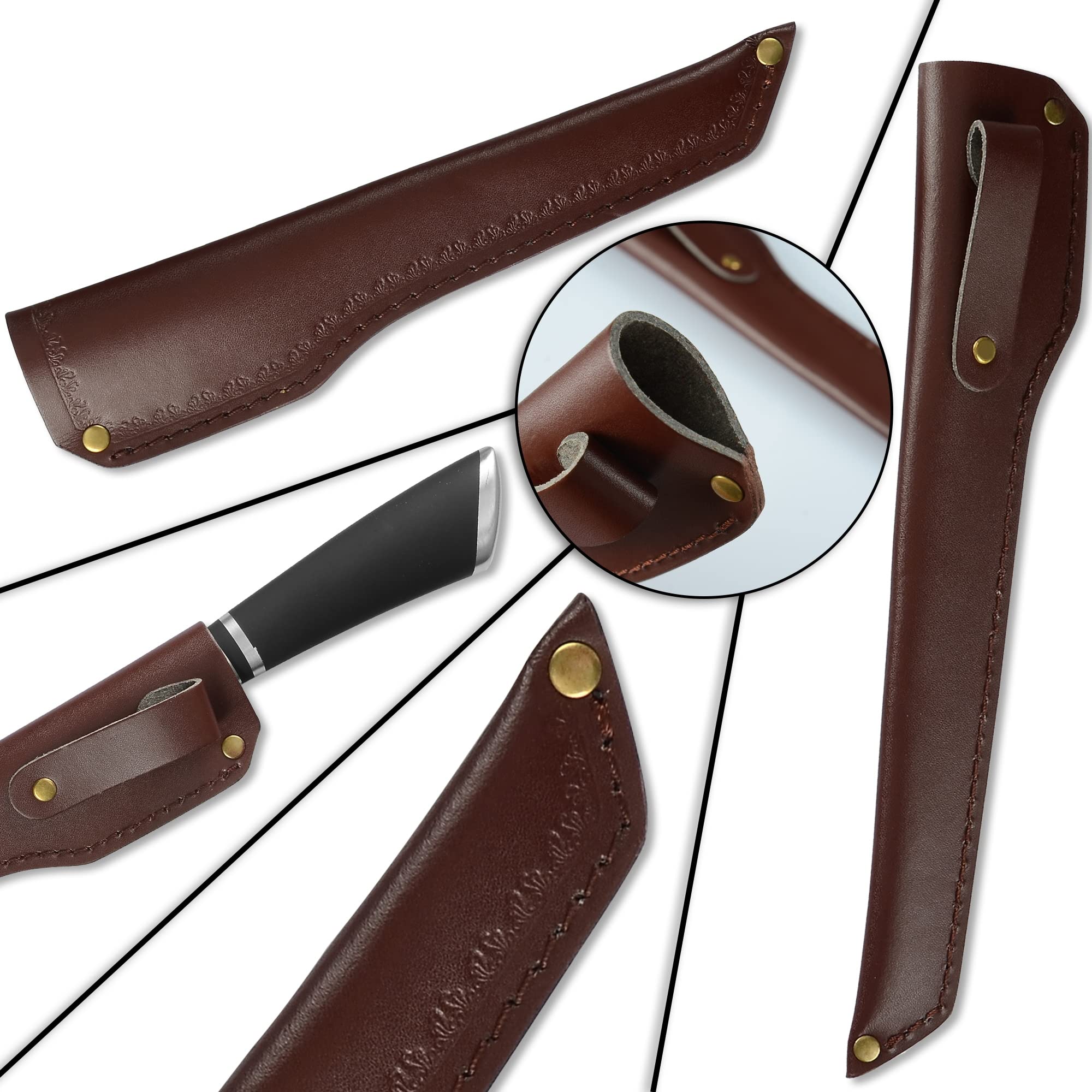 XYJ 3pcs/set Leather Knife Sheath For 6 7 8 Inch Fish Filleting Knives Blade Guards Protector With Belt Loop Universal Carry Knife Sleeves