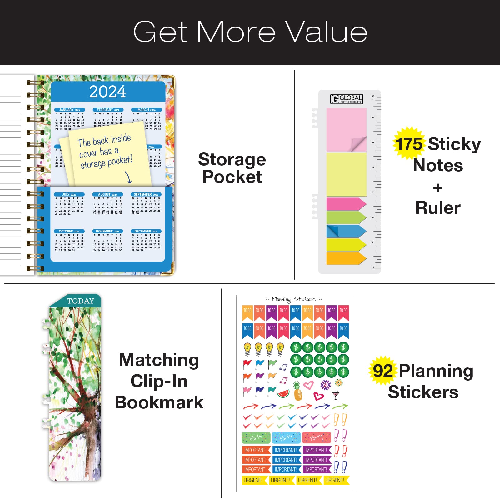 HARDCOVER 2023 Planner: (November 2022 Through December 2023) 8.5"x11" Daily Weekly Monthly Planner Yearly Agenda. Bookmark, Pocket Folder and Sticky Note Set (Tree Seasons)