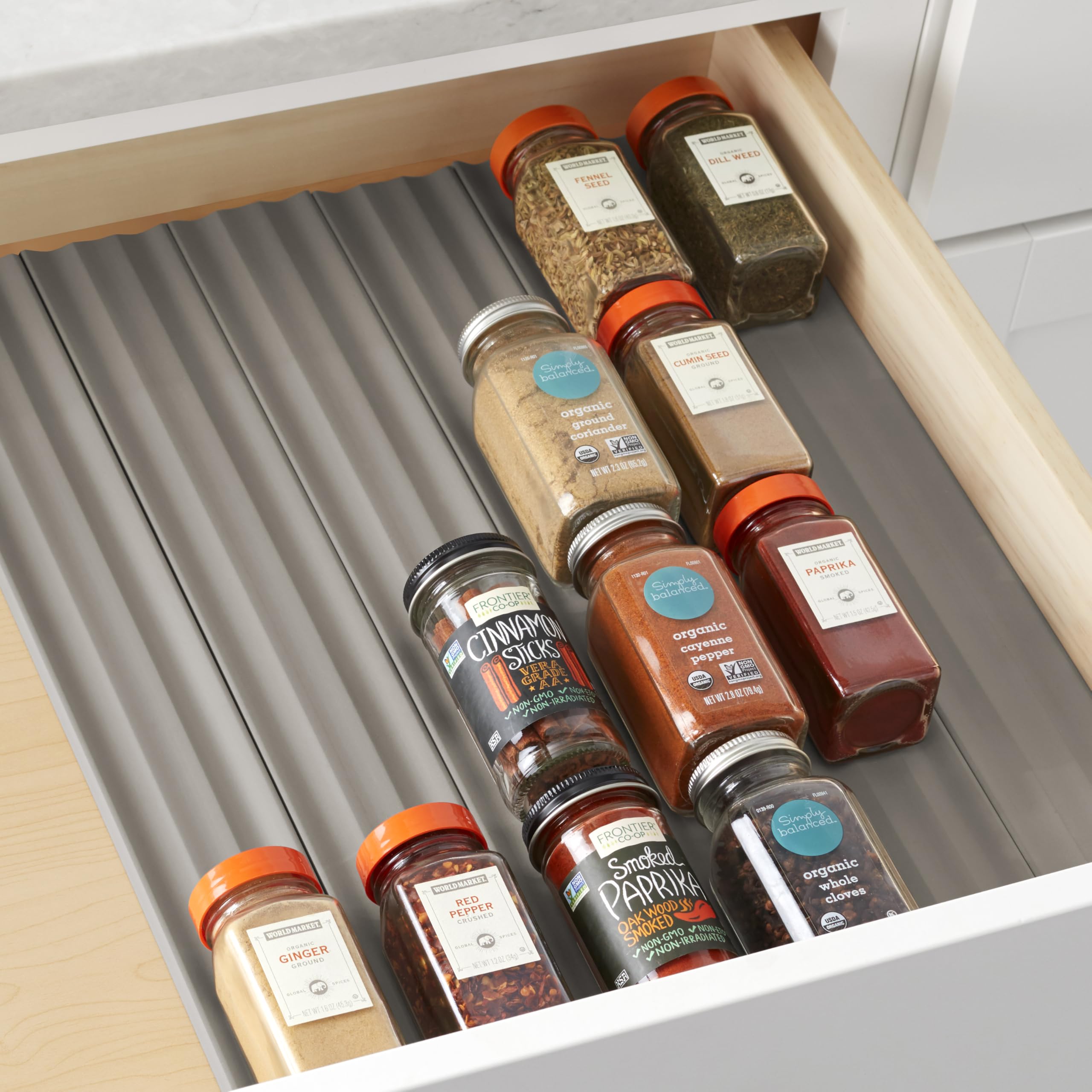 YouCopia SpiceLiner Spice Rack Drawer Organizer (Universal Fit 10’ Roll)