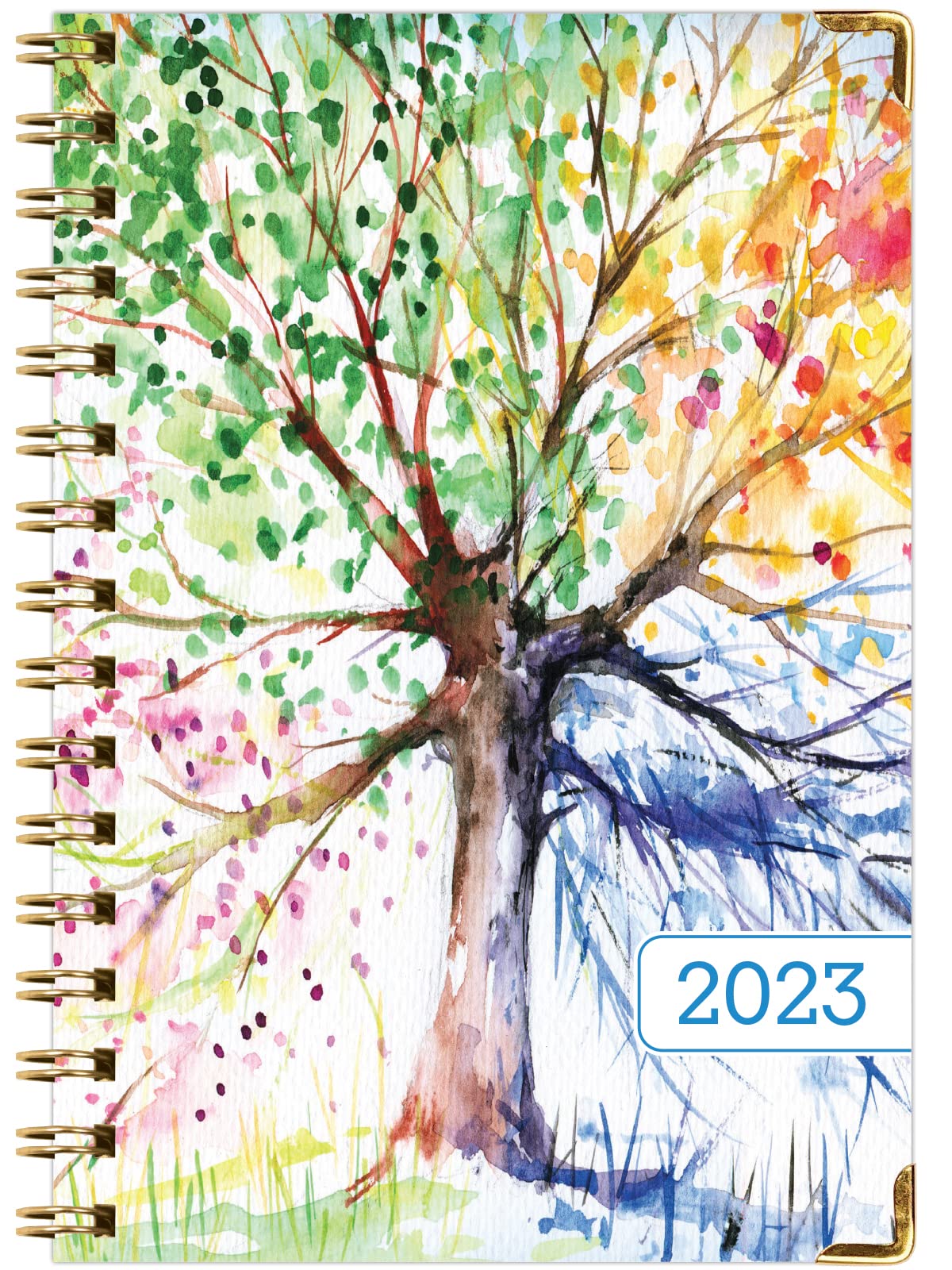HARDCOVER 2023 Planner: (November 2022 Through December 2023) 8.5"x11" Daily Weekly Monthly Planner Yearly Agenda. Bookmark, Pocket Folder and Sticky Note Set (Tree Seasons)