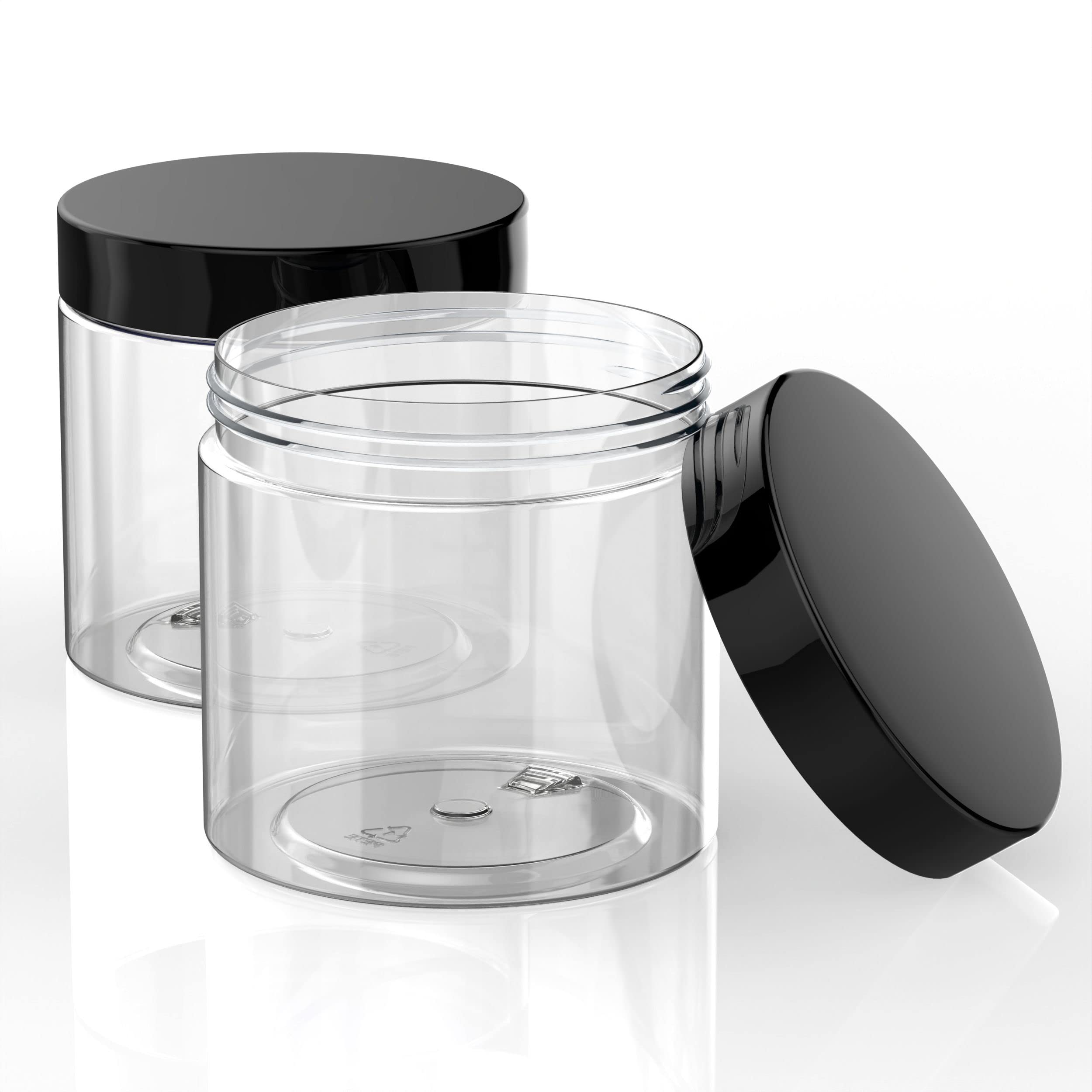 ZAVBE 4oz Container with Lids 50 Pack Clear Plastic Round Storage Jars Tall Height 6.2cm for Refillable Liquid and Solid Body butter
