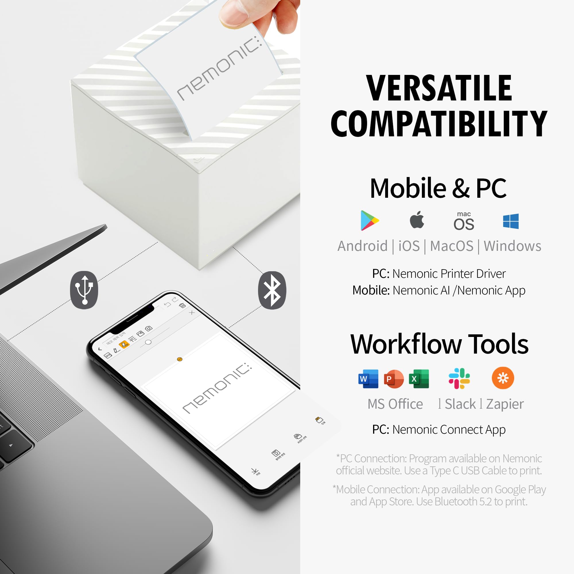 MANGOSLAB nemonic Label - Label Printer & Sticky Notes Printer | Thermal Label Printer | Label Maker | Sticker Printer | Bluetooth Label Printer | iOS & Android & MS Office