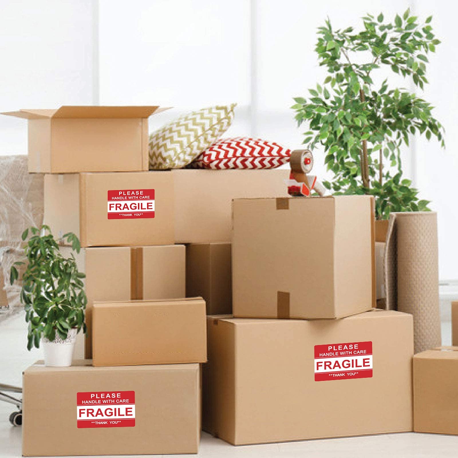 Anylabel 3 x 2 inch Handle with Care Fragile Thank You Warning Packing Shipping Label Stickers Permanent Adhesive (1 Roll, 500 Labels)