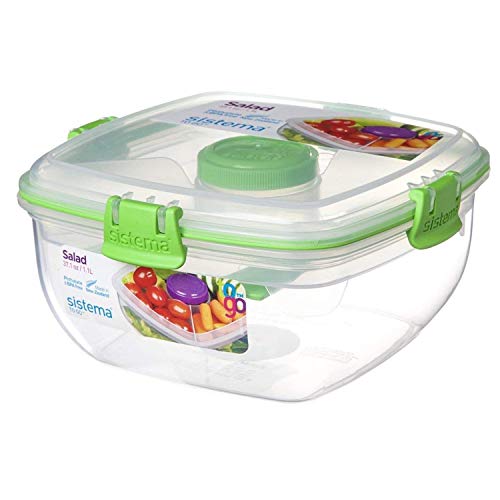 Sistema To Go Collection 1.18 Oz. Salad Dressing Containers, Pink/Green/Blue/Purple, 4 Pack, BPA Free, Reusable & Food Storage Container, 4.6 Cup