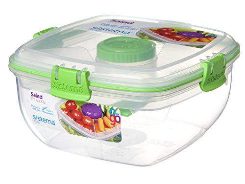 Sistema To Go Collection 1.18 Oz. Salad Dressing Containers, Pink/Green/Blue/Purple, 4 Pack, BPA Free, Reusable & Food Storage Container, 4.6 Cup