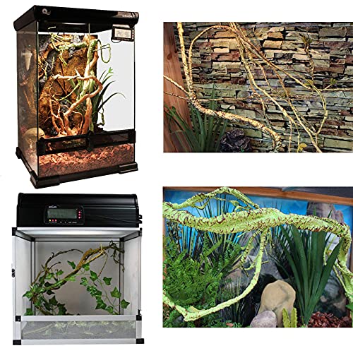 kathson 4 PCS Reptile Vines Plants Flexible Bendable Jungle Climbing Fake Vine Terrarium Plastic Plant Leaves Pet Tank Habitat Decor for Bearded Dragons Lizards Geckos Snakes Frogs