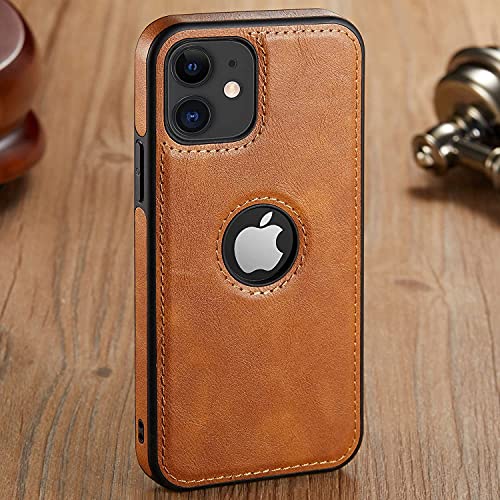 Casus Logo View Compatible with iPhone 12 Pro Max Case Slim Premium Vegan Leather Classic Luxury Elegant Thin Cover (2020) 6.7" (Brown)