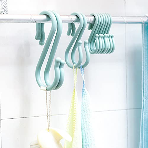 E-outstanding 4pcs Plastic S Shaped Double Head Hanger Hook Bathroom Nail Hooks Wardrobe Clothes S Hooks, Blue M Size 12cm